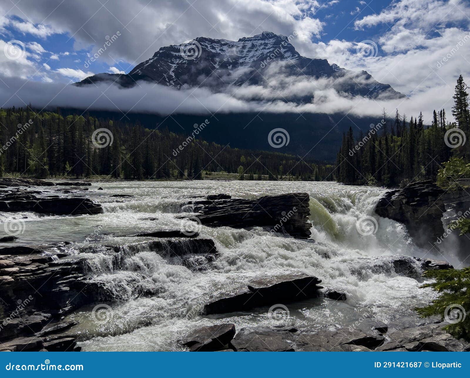Summer in Athabasca Falls, Jasper National Park, Canada Stock Image ...
