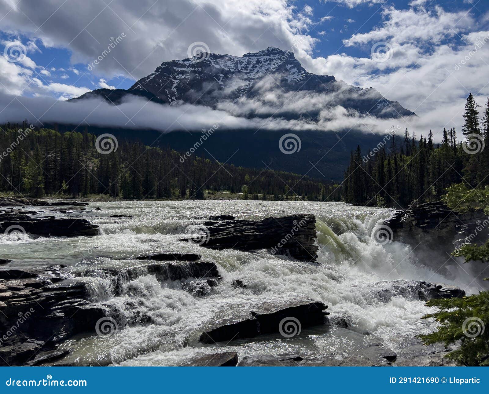 Summer in Athabasca Falls, Jasper National Park, Canada Stock Photo ...