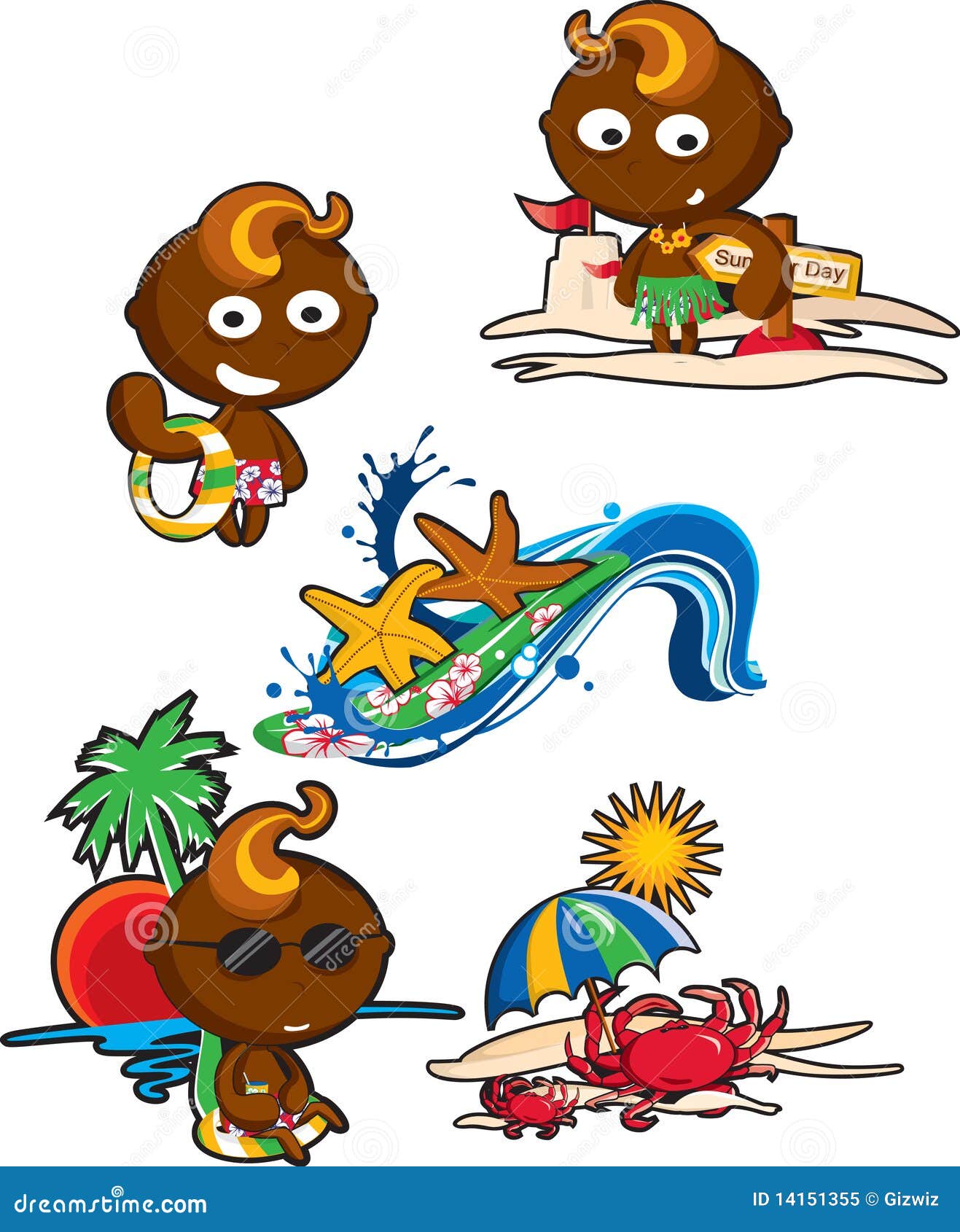 Summer Baby stock vector. Illustration of crab, swim - 14151355