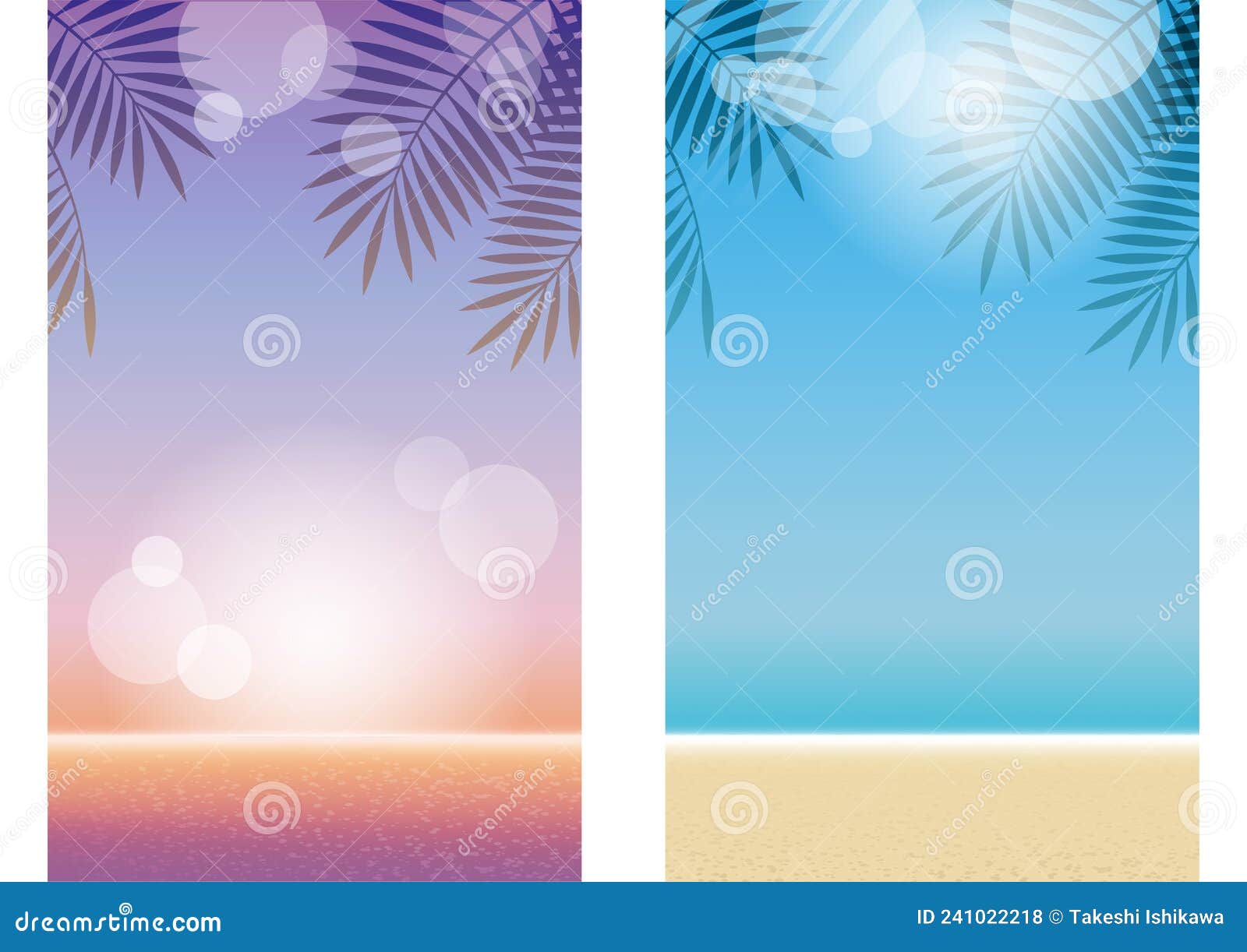 Vector Tropical Summer Vertical Background Set with Palm Tree ...