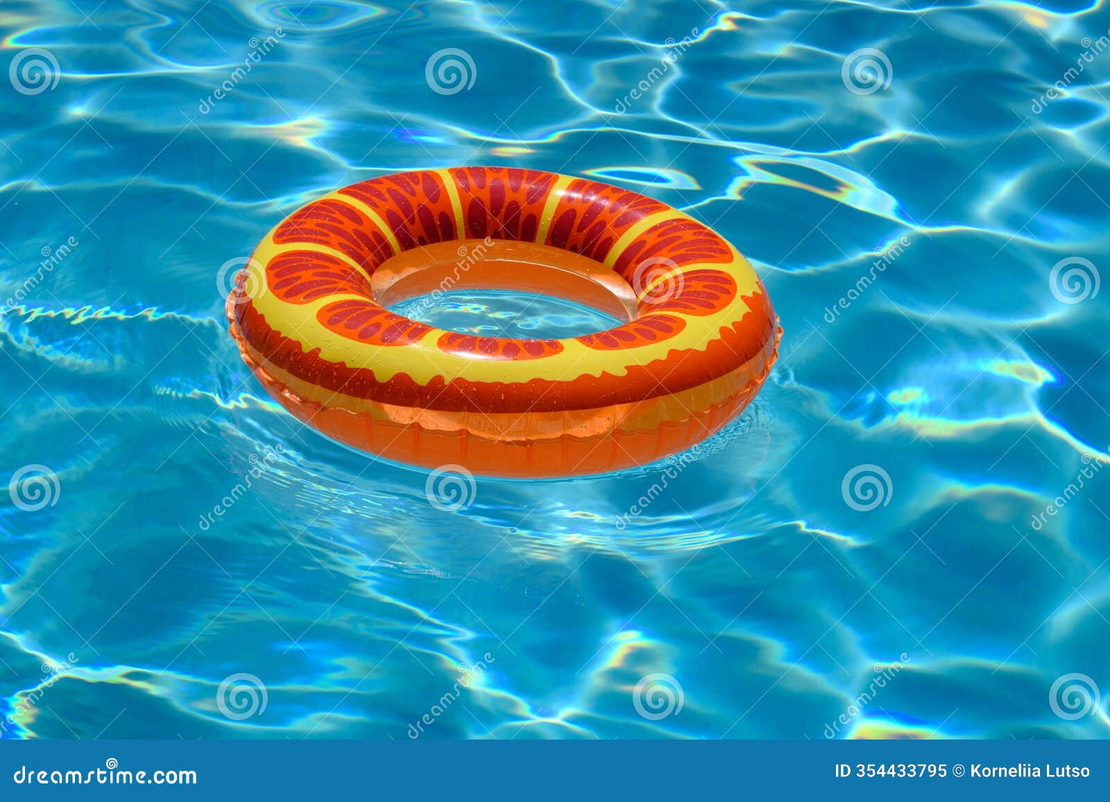 Summer Background. Summer Backdrop. Beach Toy. Ring Float in Swimming Pool. Summertime Vacation ...