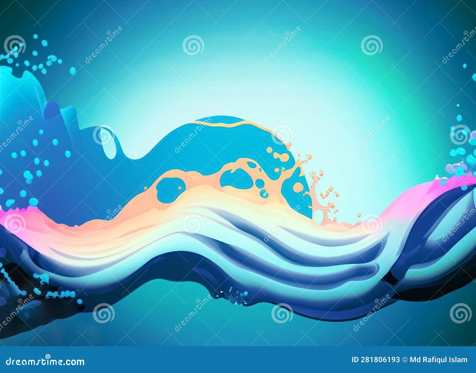 Summer Background and Banner with Water Splash and Waves in Vector ...