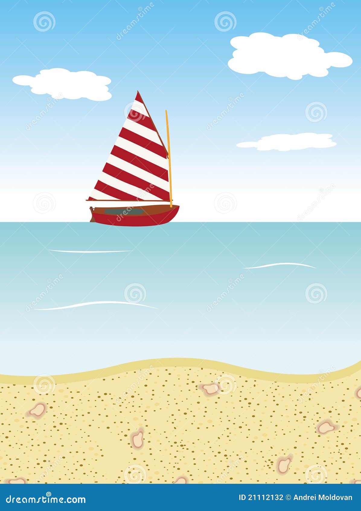 Summer Background with Boat Sea and Beach Stock Vector - Illustration ...