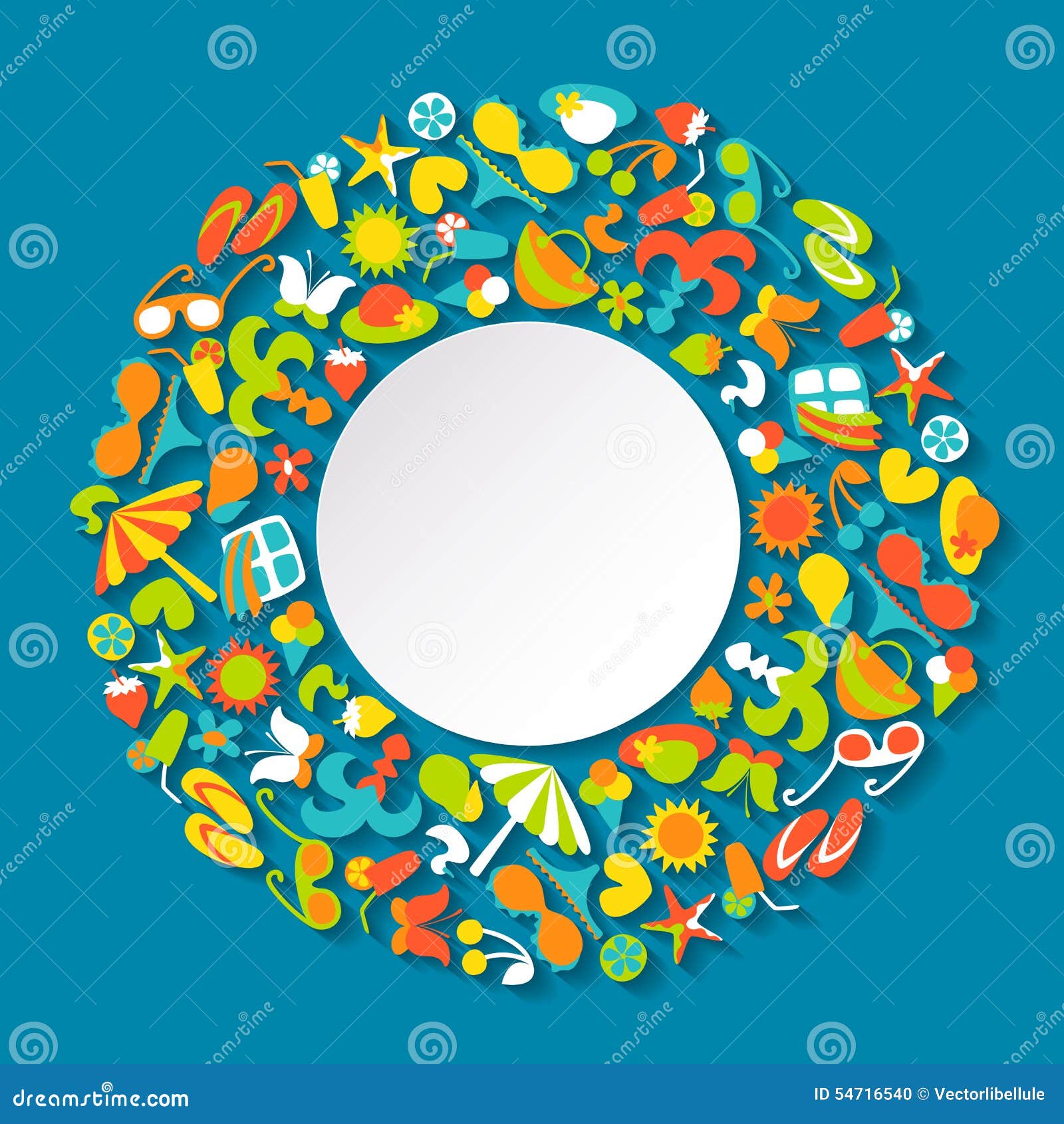 Summer Background with Bright Icons Stock Vector - Illustration of ...
