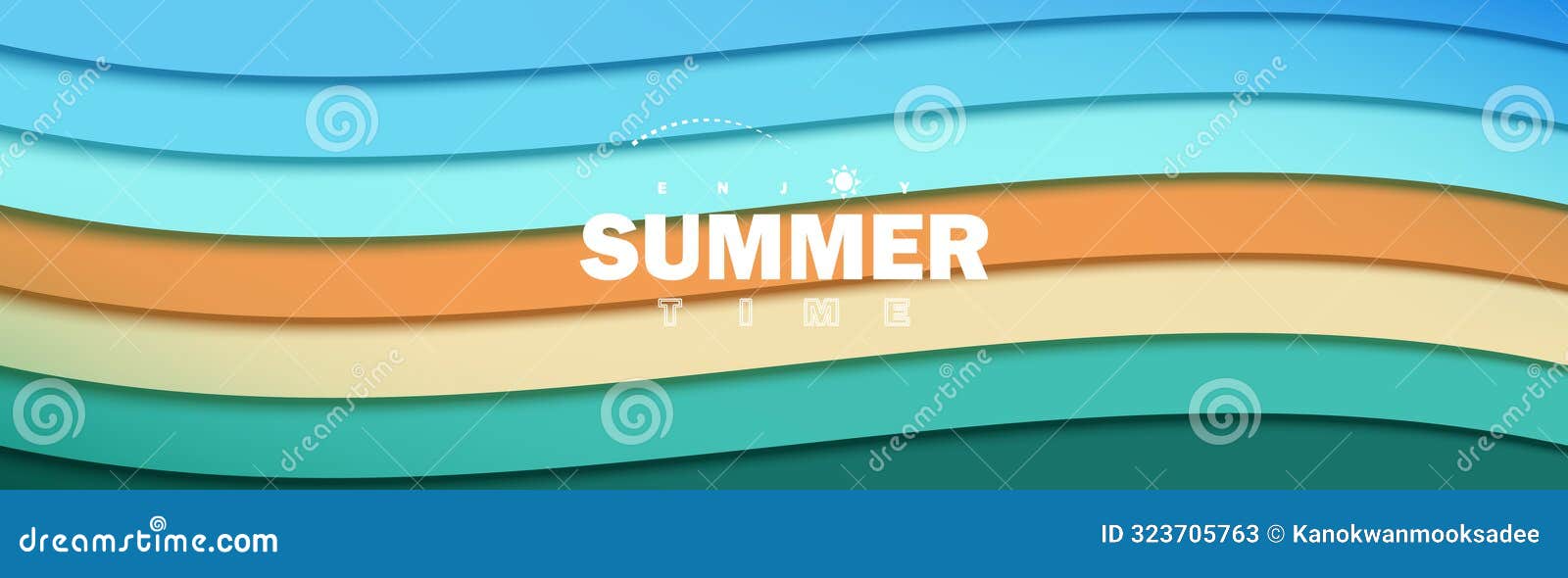 Summer Background Design Summer Colors in Paper Wave Style. Abstract ...