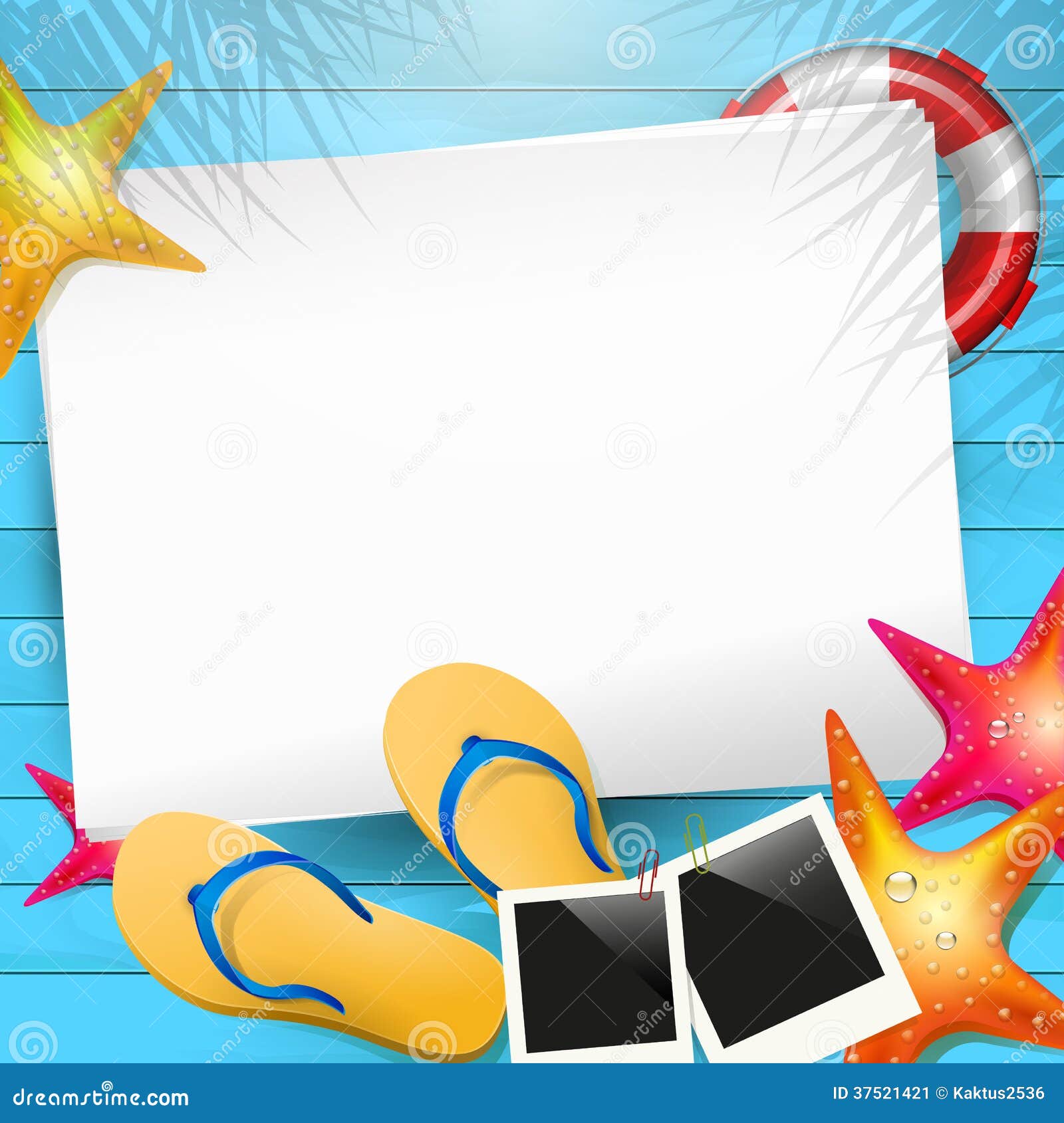 Summer Background with Empty Paper Stock Vector - Illustration of paper ...