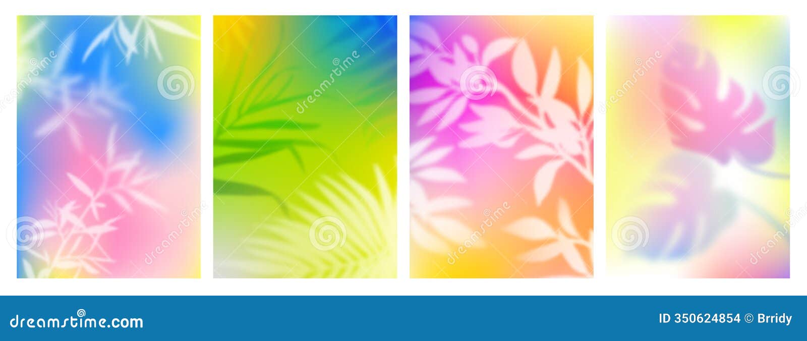 Summer Background With Gradient. Vector Palm Tree Leaf On Neon Colored ...