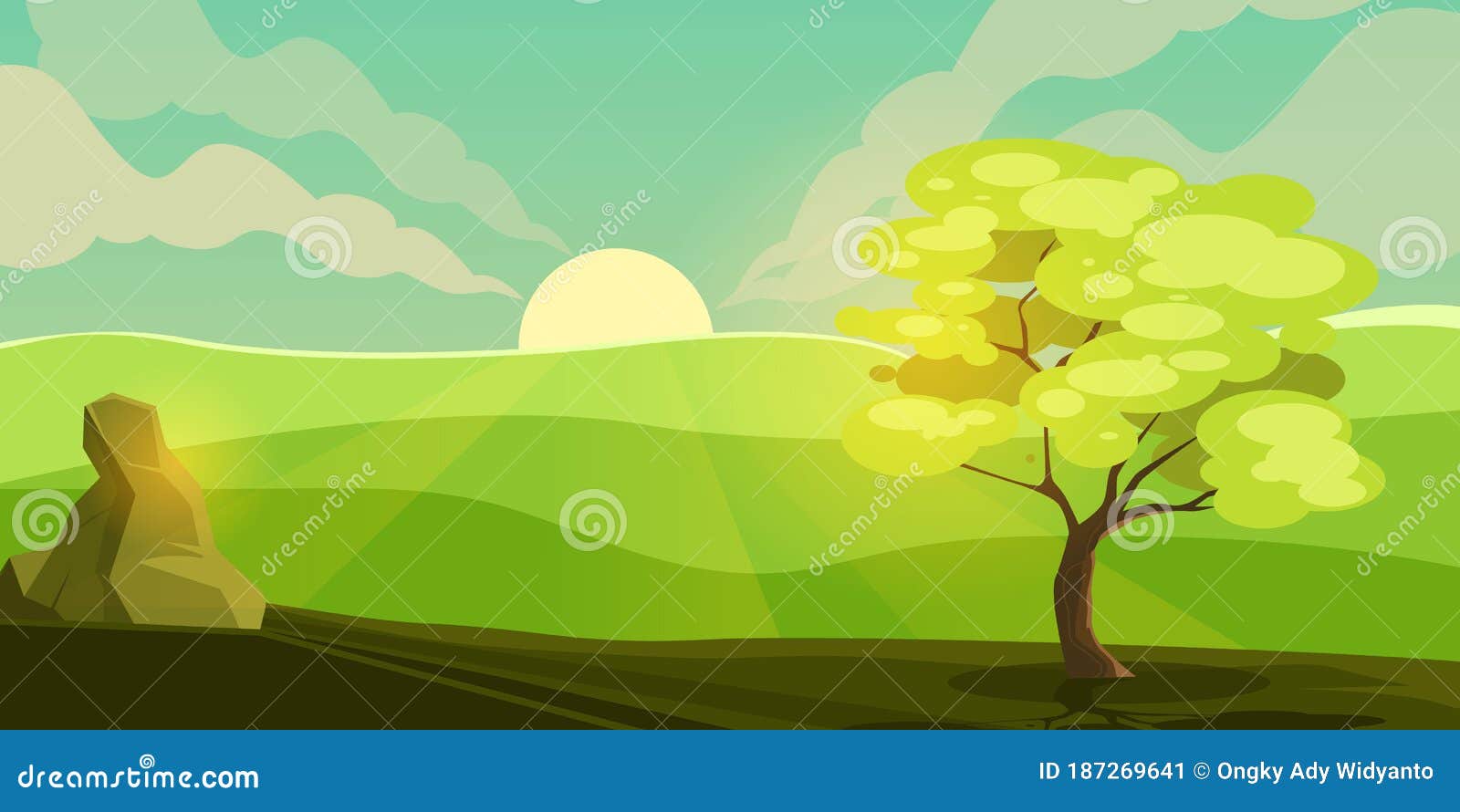 Summer Background Landscape Scenery Vector Illustration Design Stock ...