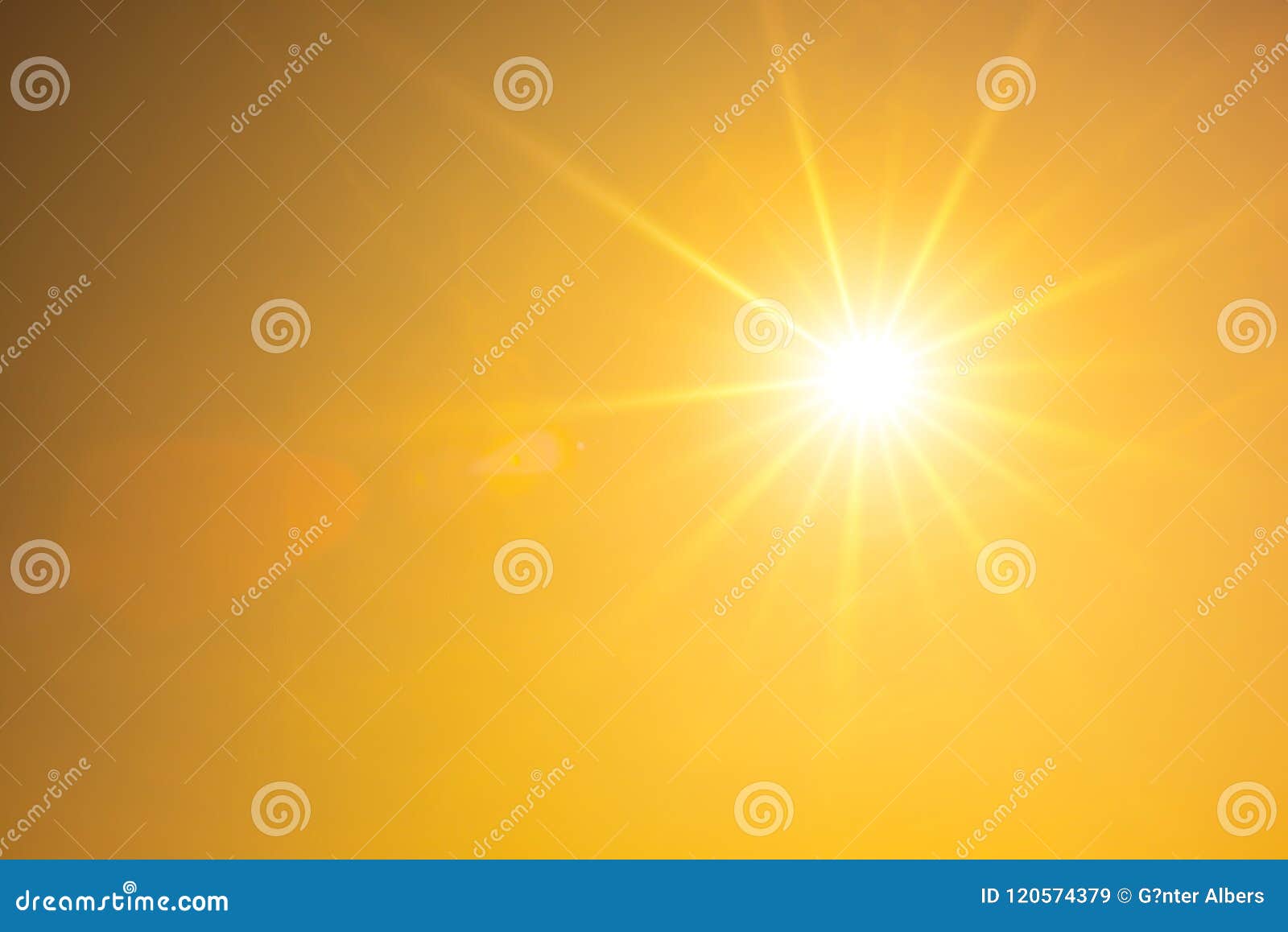 Hot Summer or Heat Wave Background, Orange Sky with Glowing Sun Stock ...