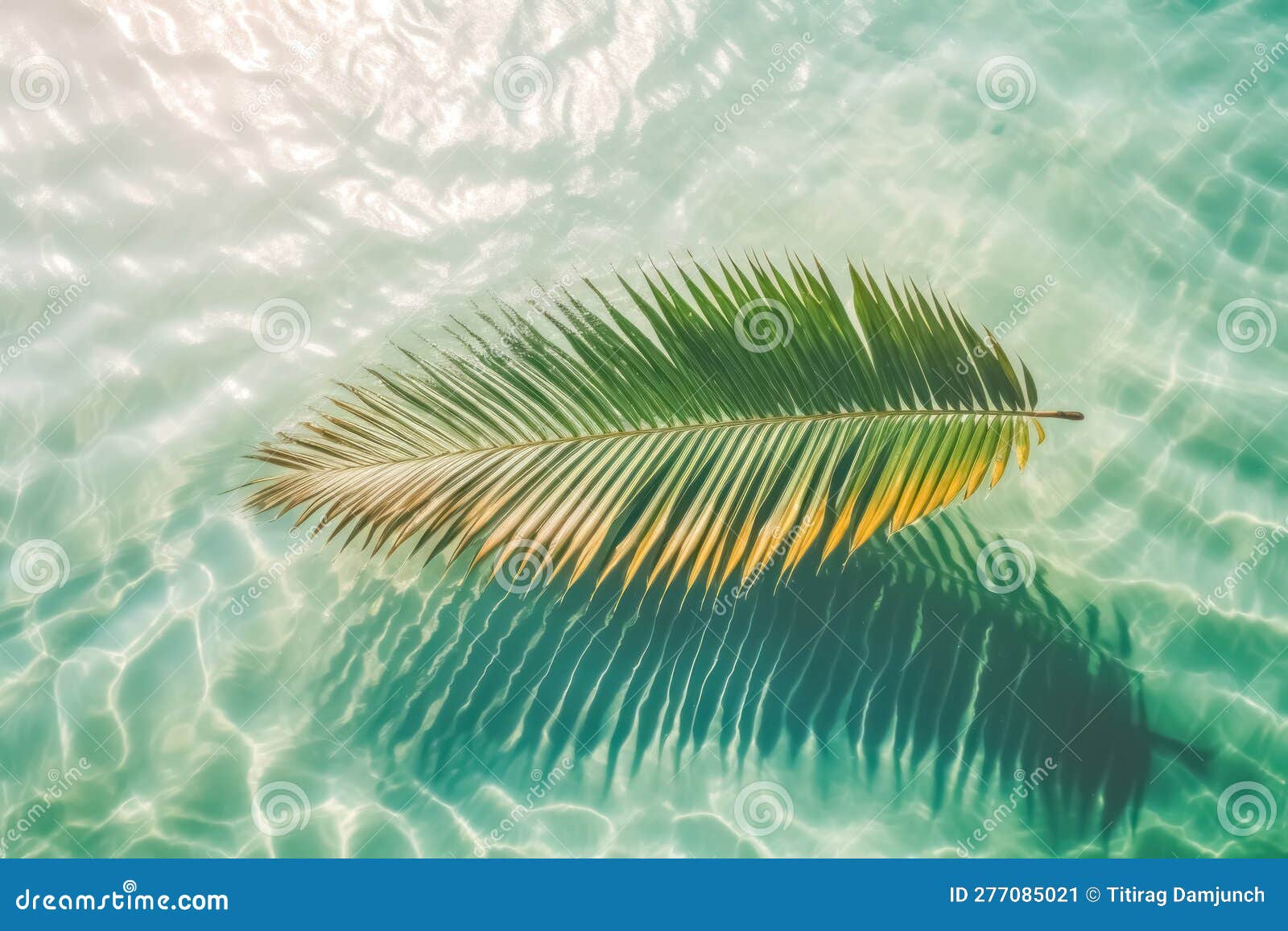 Summer Background. Palm Leaves on Wave Beach. Generative Ai Stock ...
