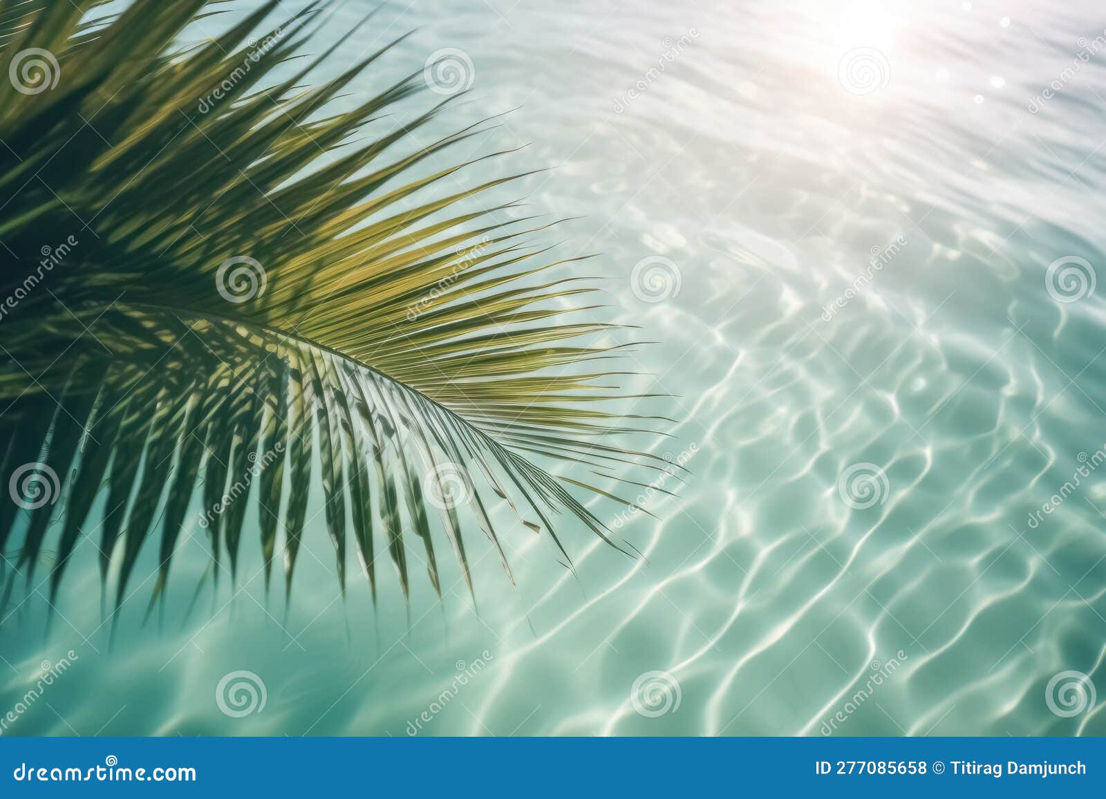 Summer Background. Palm Leaves on Wave Beach. Generative Ai Stock ...