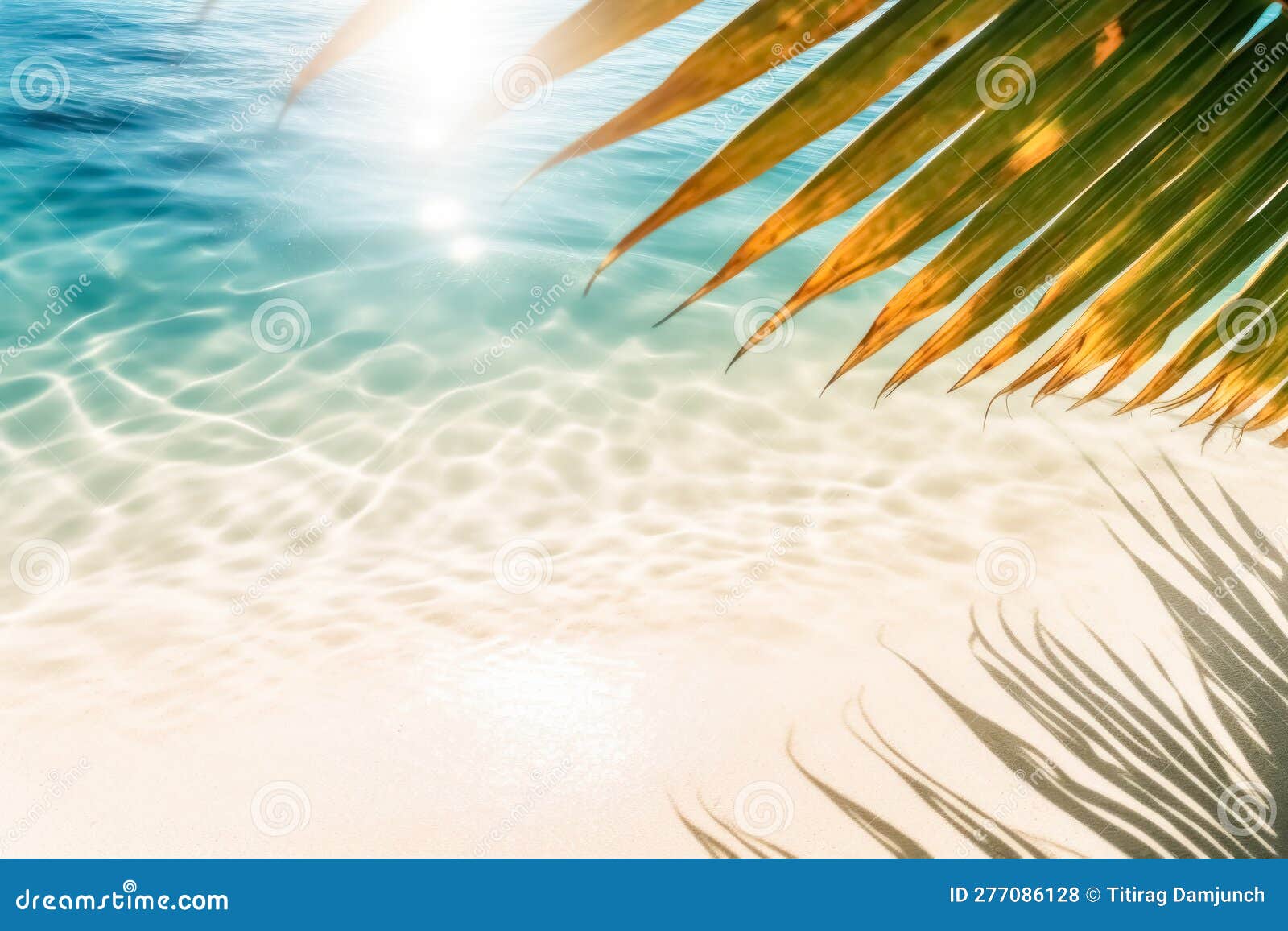 Summer Background. Palm Leaves on Wave Beach. Generative Ai Stock ...