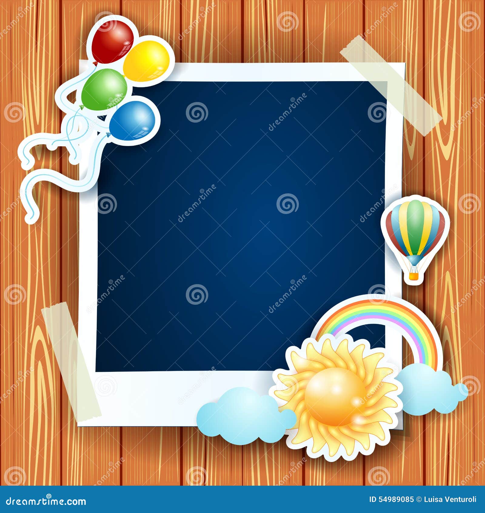 Summer Background with Photo Frame Stock Vector - Illustration of ...