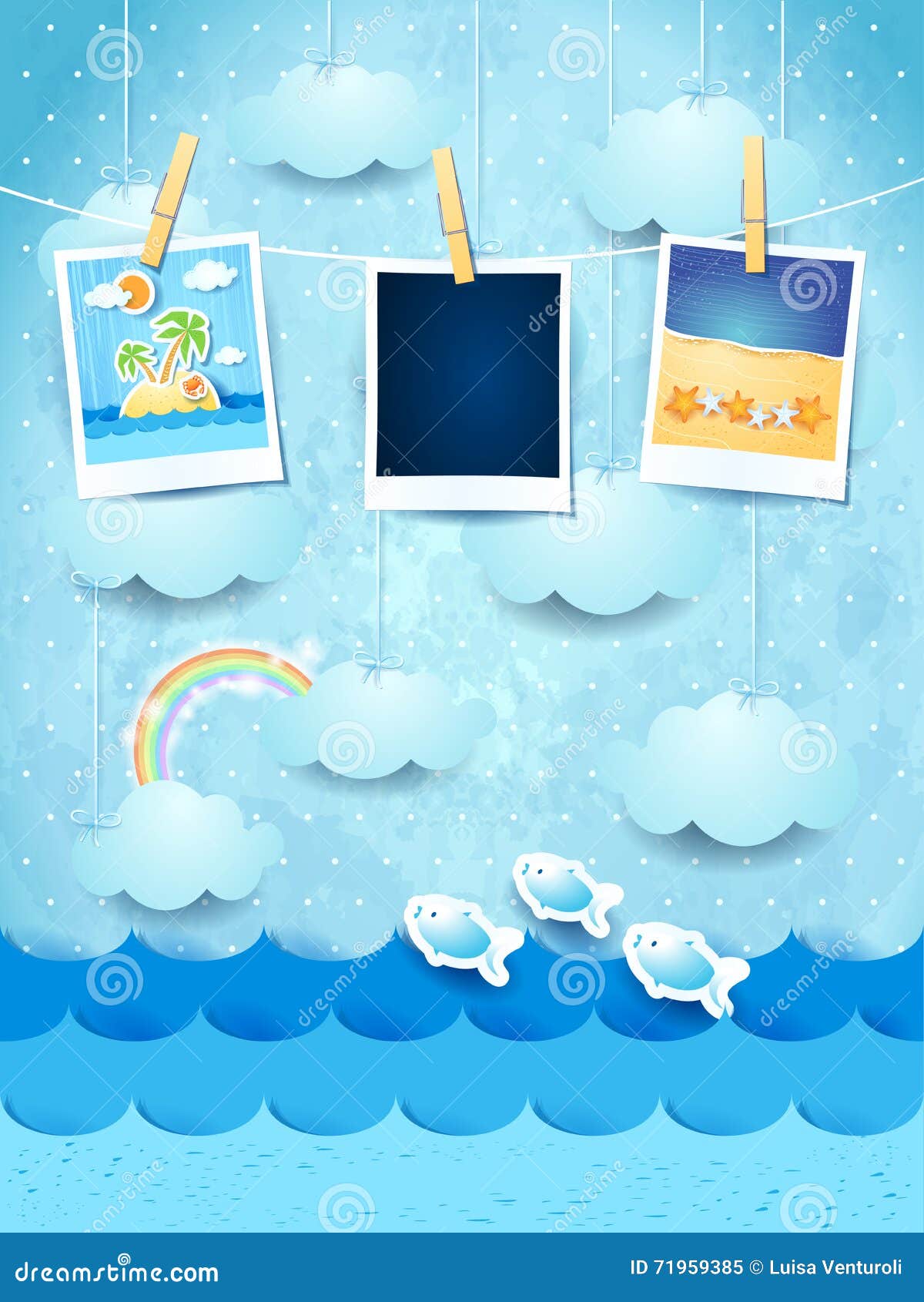 Summer Background with Photo Frames Stock Vector - Illustration of ...