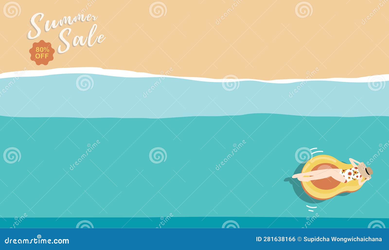 Summer Background with Sea and Beach .Vector Summer Banner Stock Vector ...