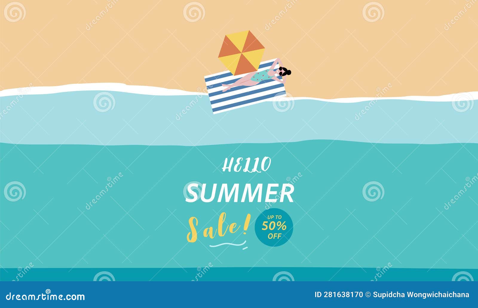 Summer Background with Sea and Beach .Vector Summer Banner Stock Vector ...