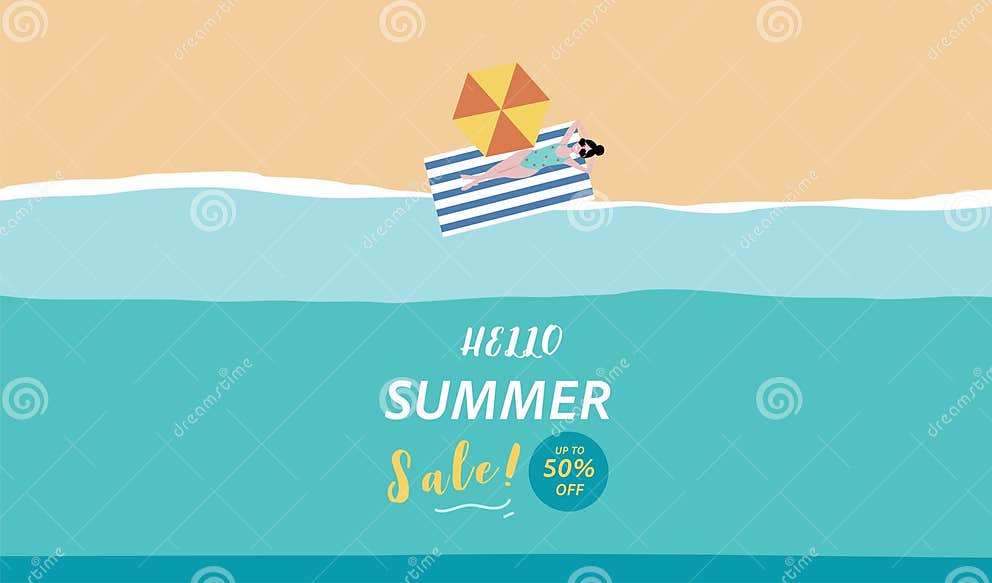 Summer Background with Sea and Beach .Vector Summer Banner Stock Vector ...