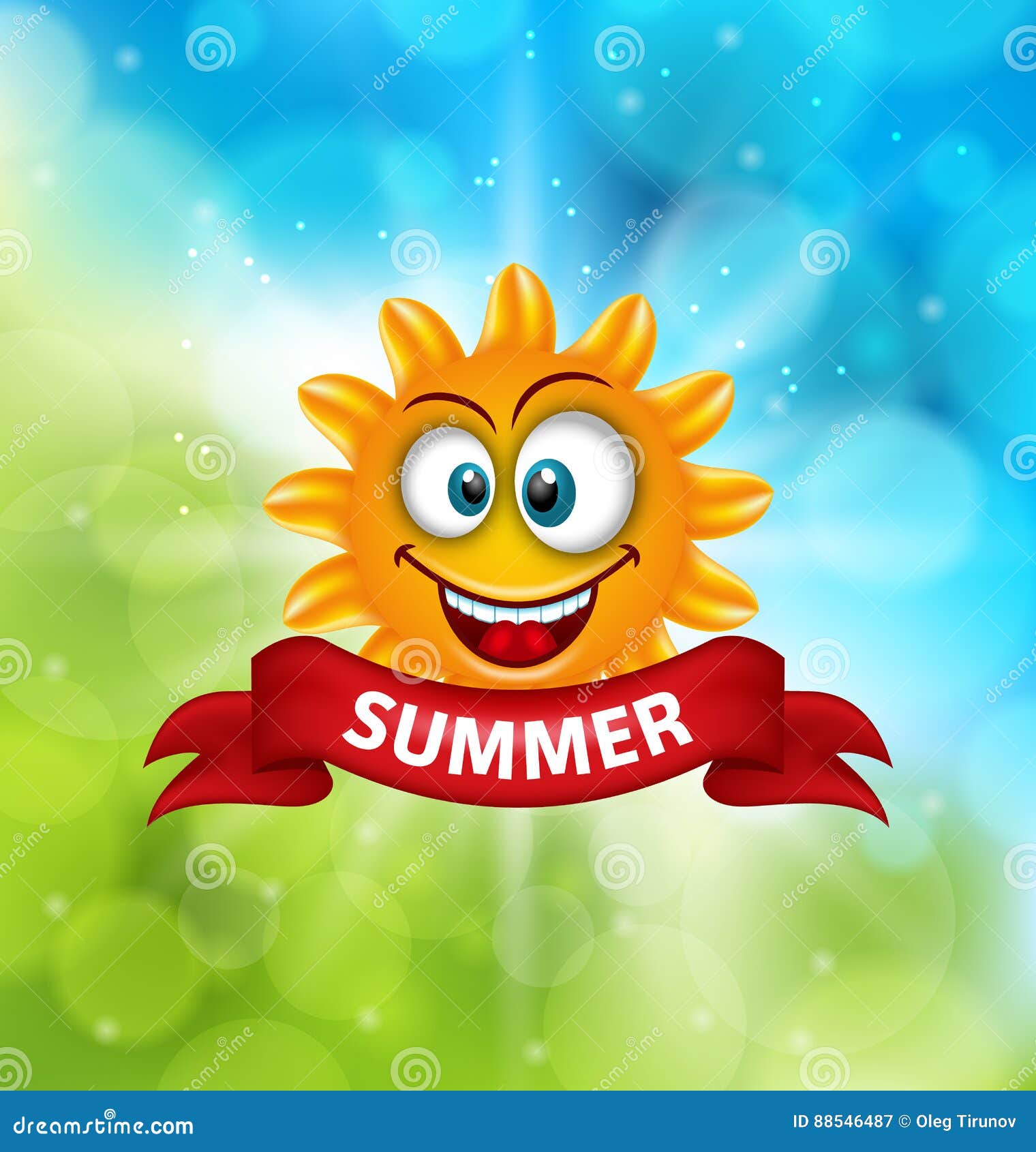 Summer Background with Smiling Sun Stock Vector - Illustration of ...