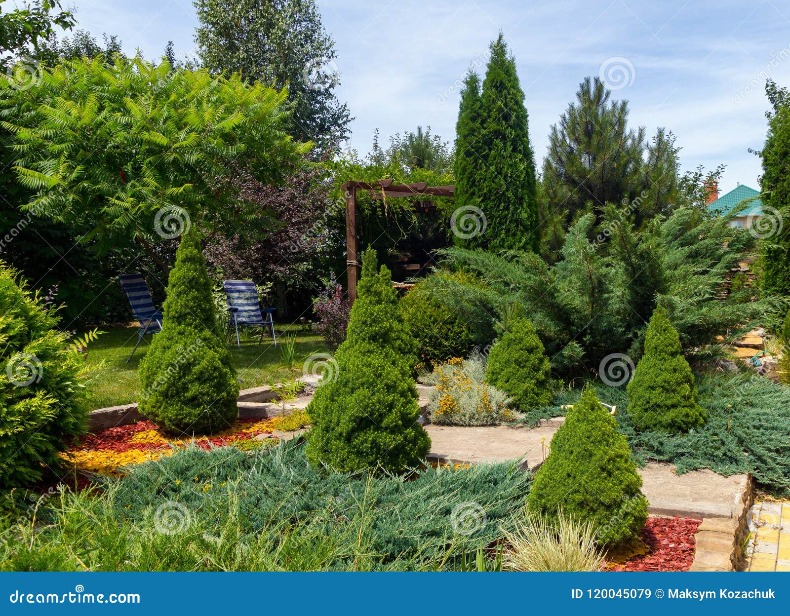 Summer backyard design stock image. Image of landscape - 120045079