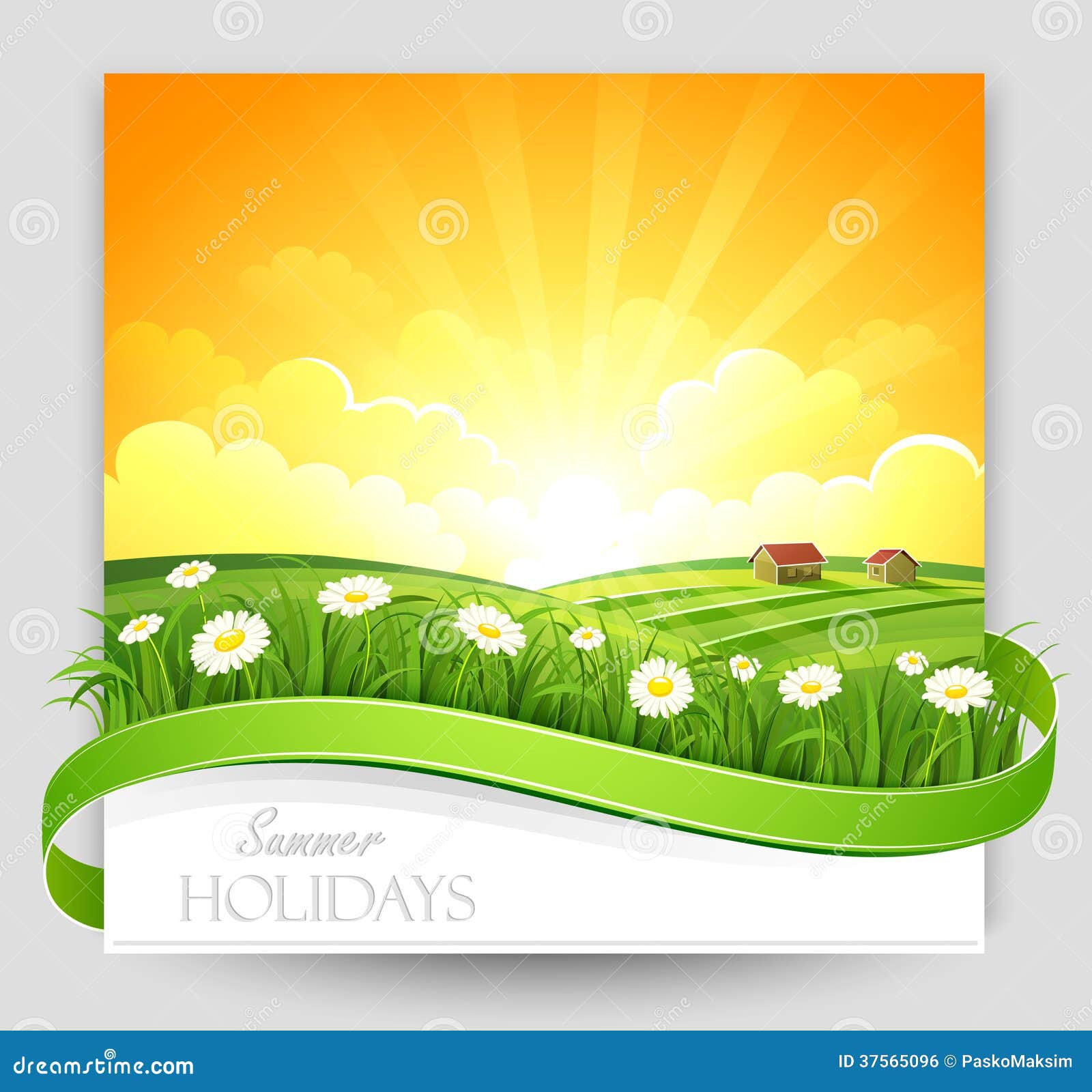 Summer banner stock vector. Illustration of spring, horizon - 37565096