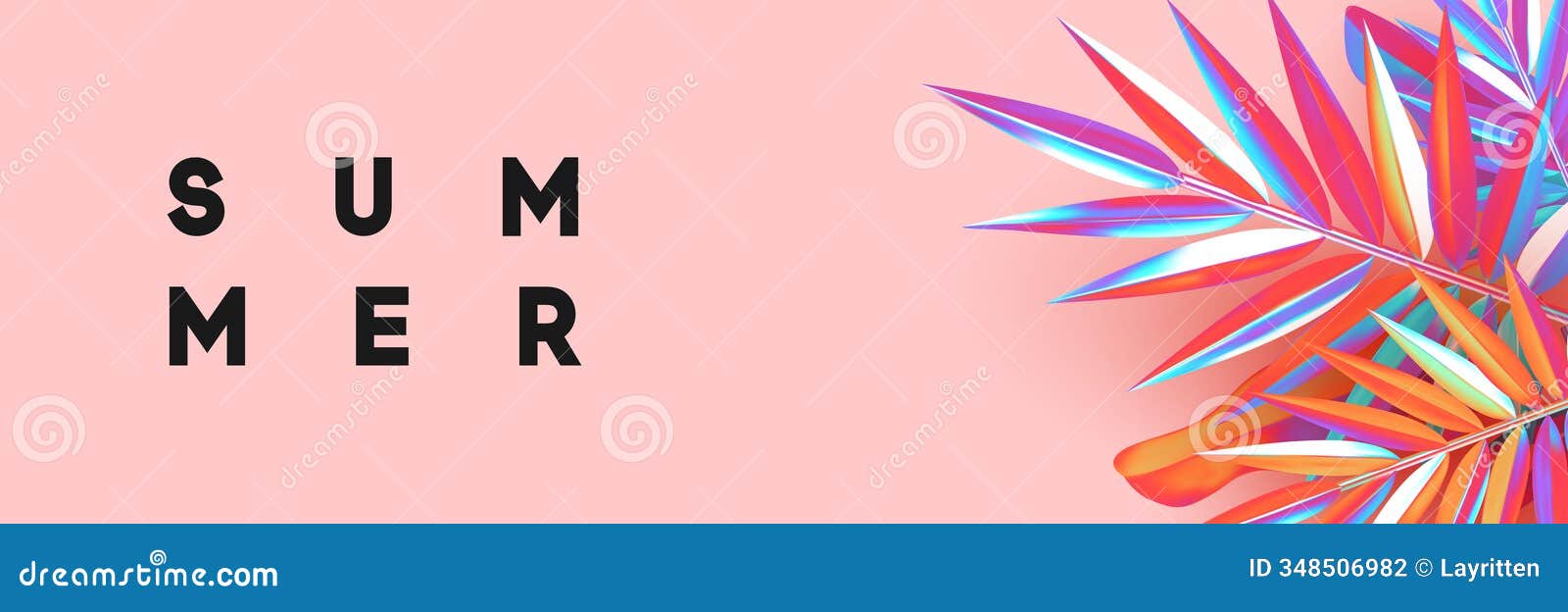 Summer Banner. Background Palm Leaves Branches of Gradient Color Stock ...