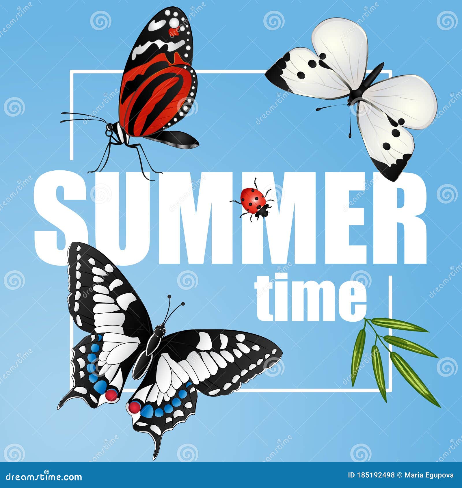 Summer Banner with Butterflies Stock Vector - Illustration of large ...