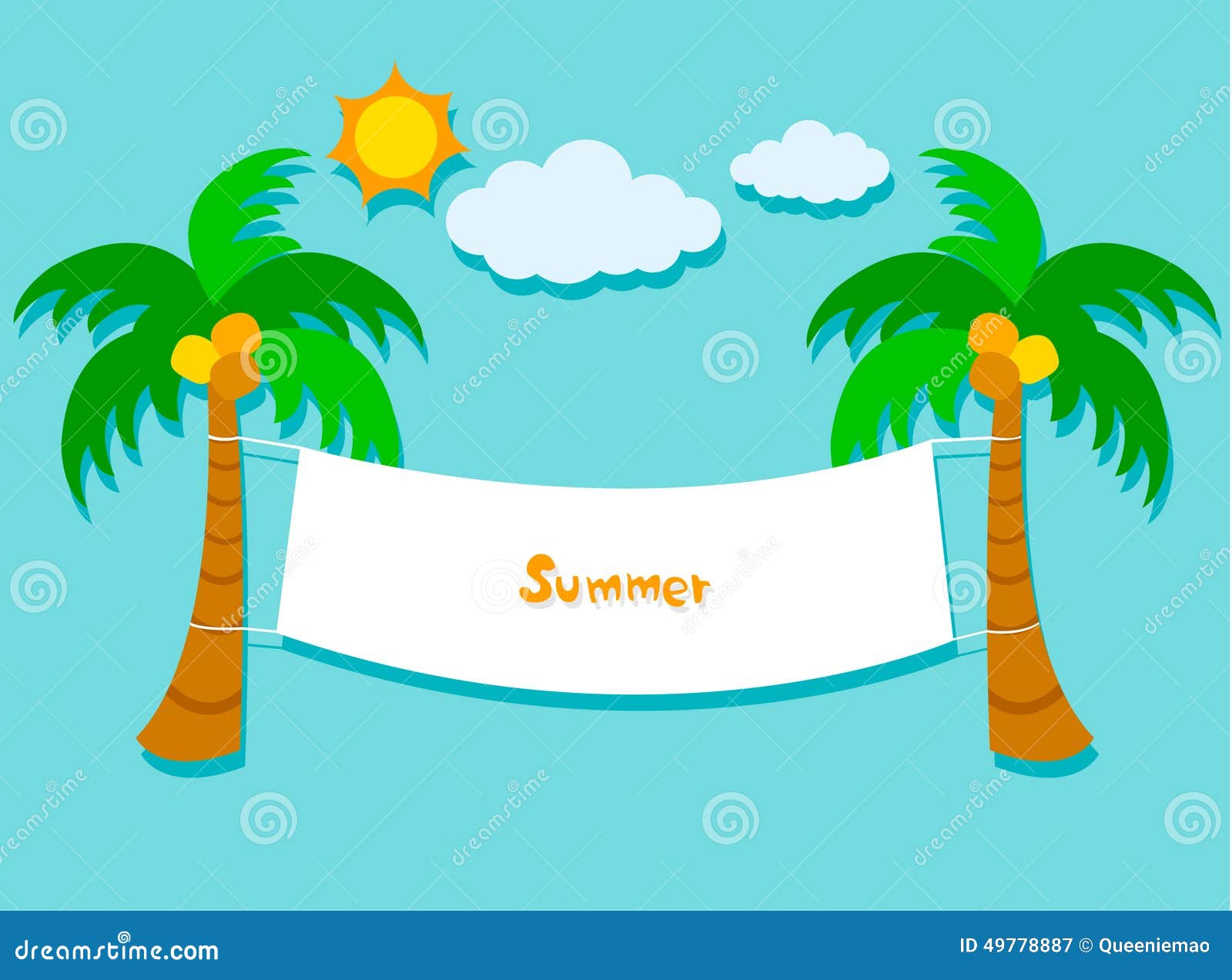 Summer Banner Card with Coconut Tree Stock Illustration - Illustration ...