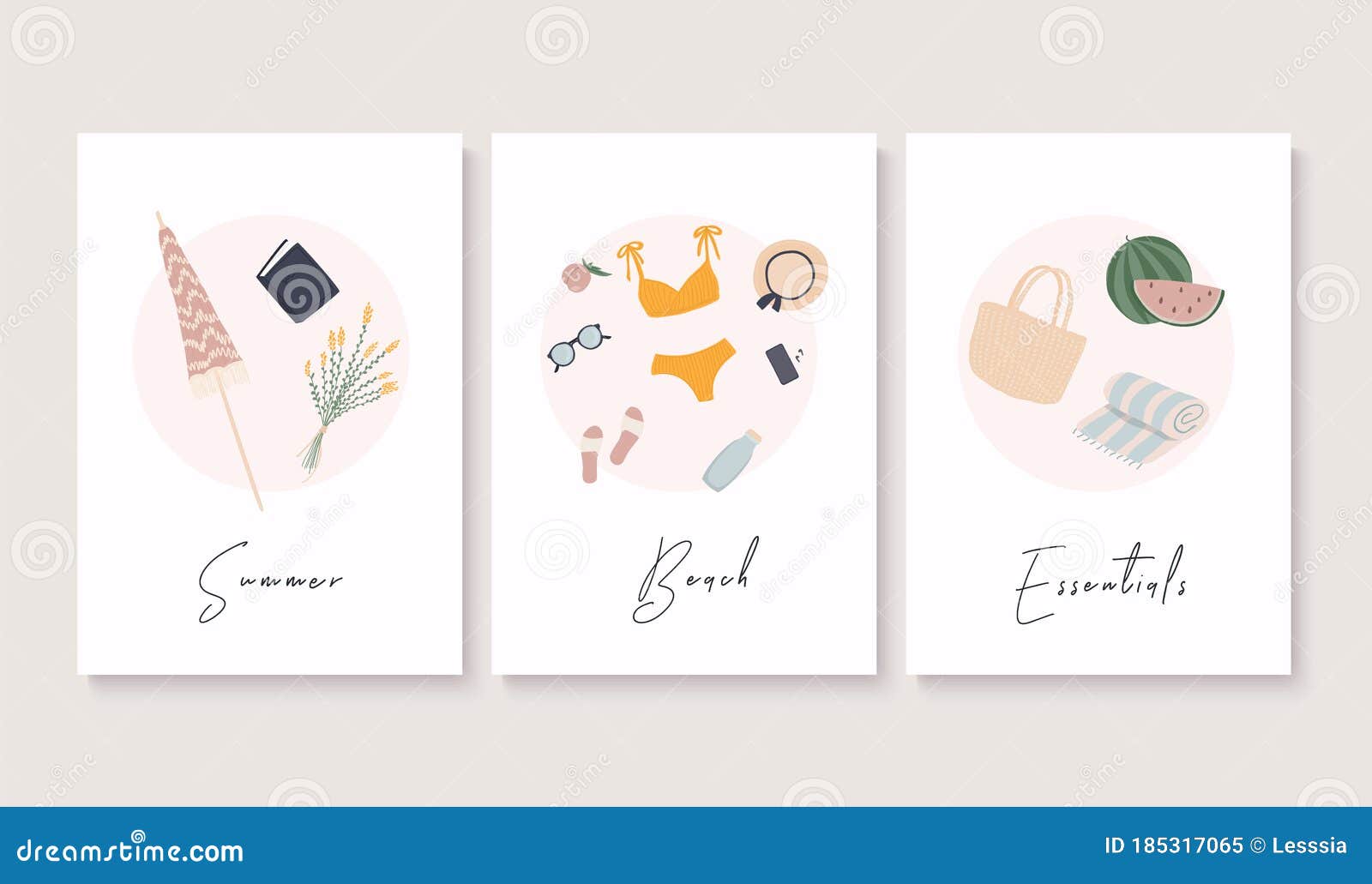 Summer Banner Set. Summer Essentials Stock Vector - Illustration of ...