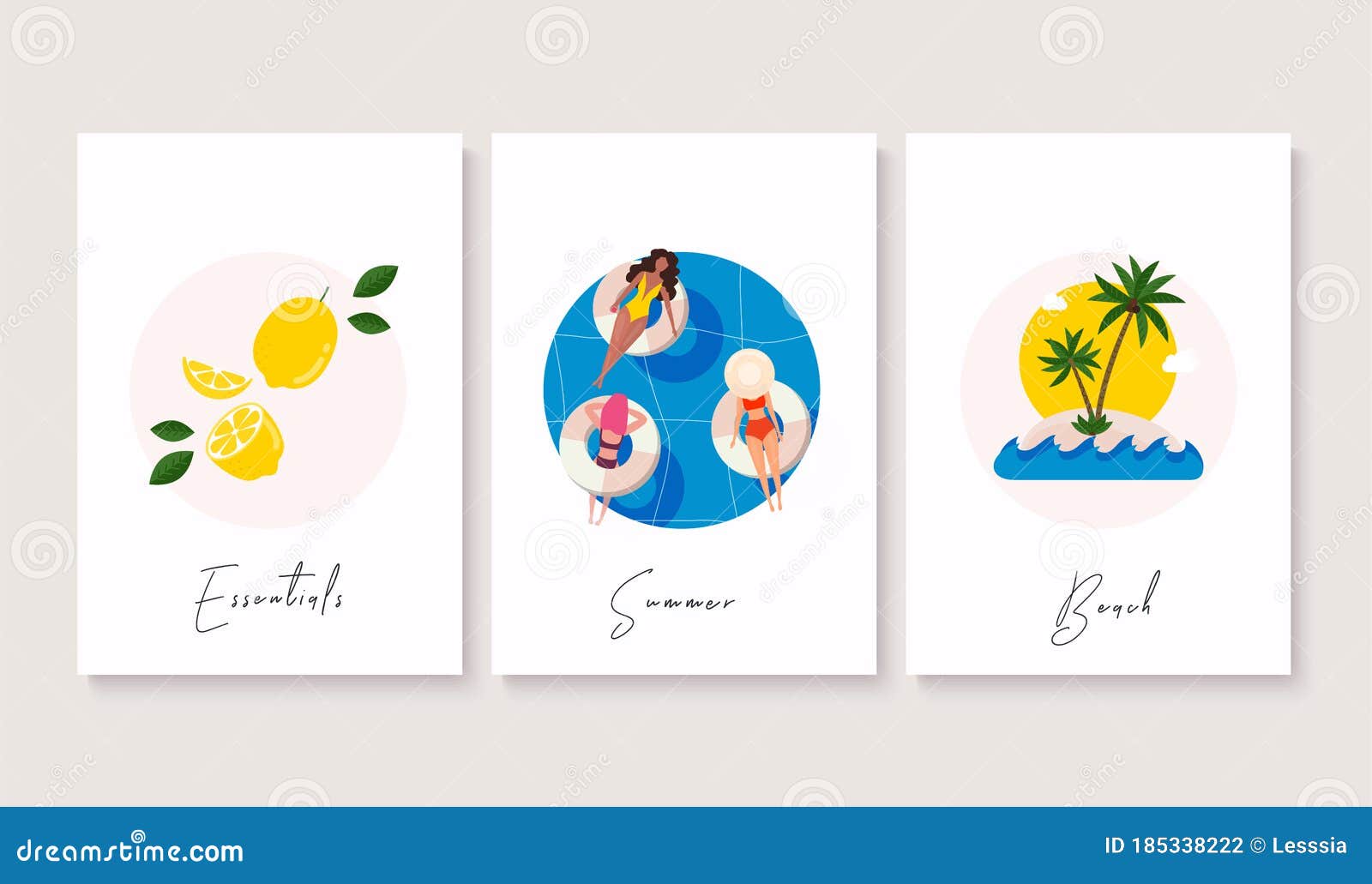 Summer Banner Set. Summer Essentials. Vector Illustration Stock Vector ...