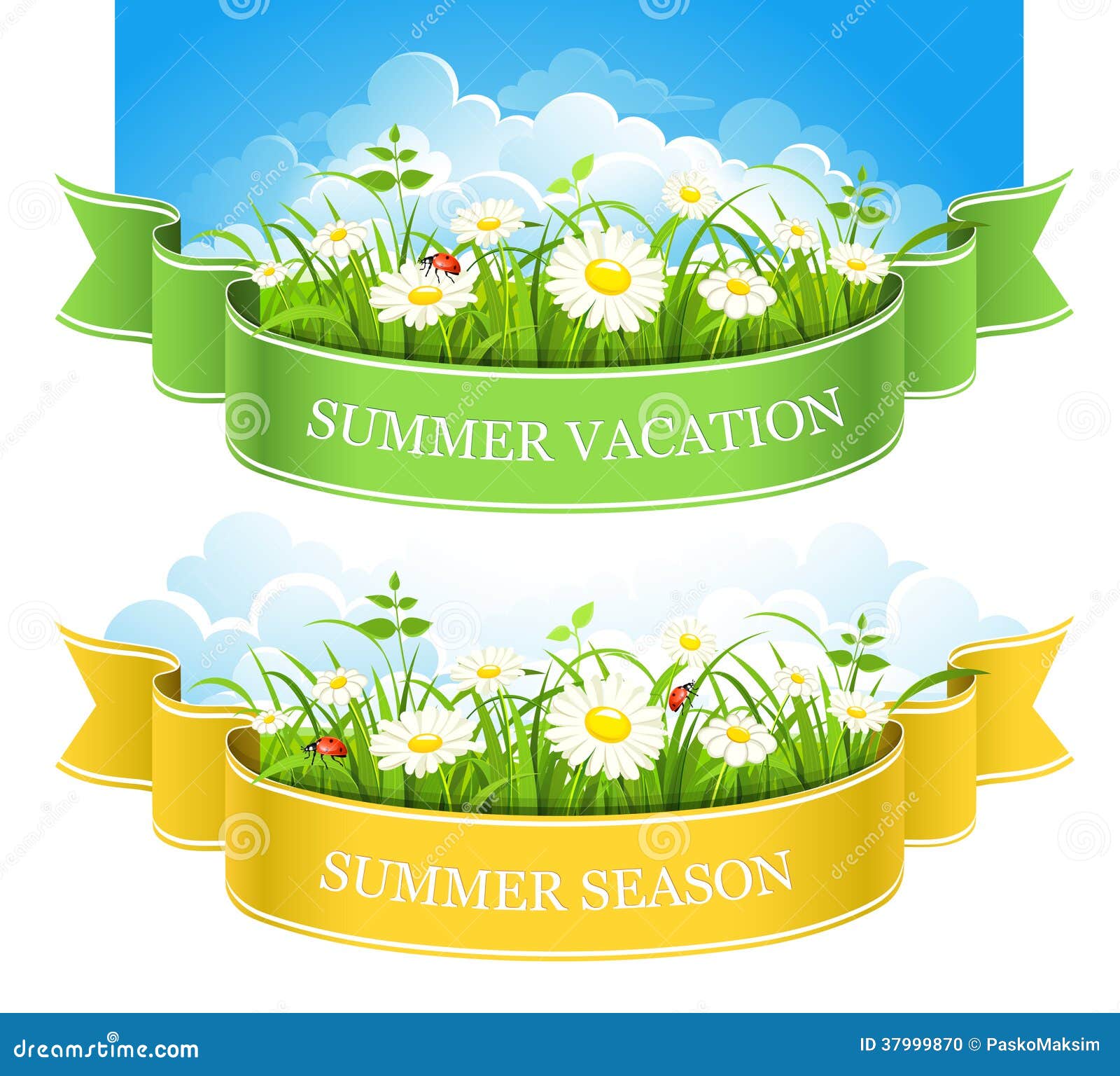 Summer banners stock vector. Illustration of green, blue - 37999870