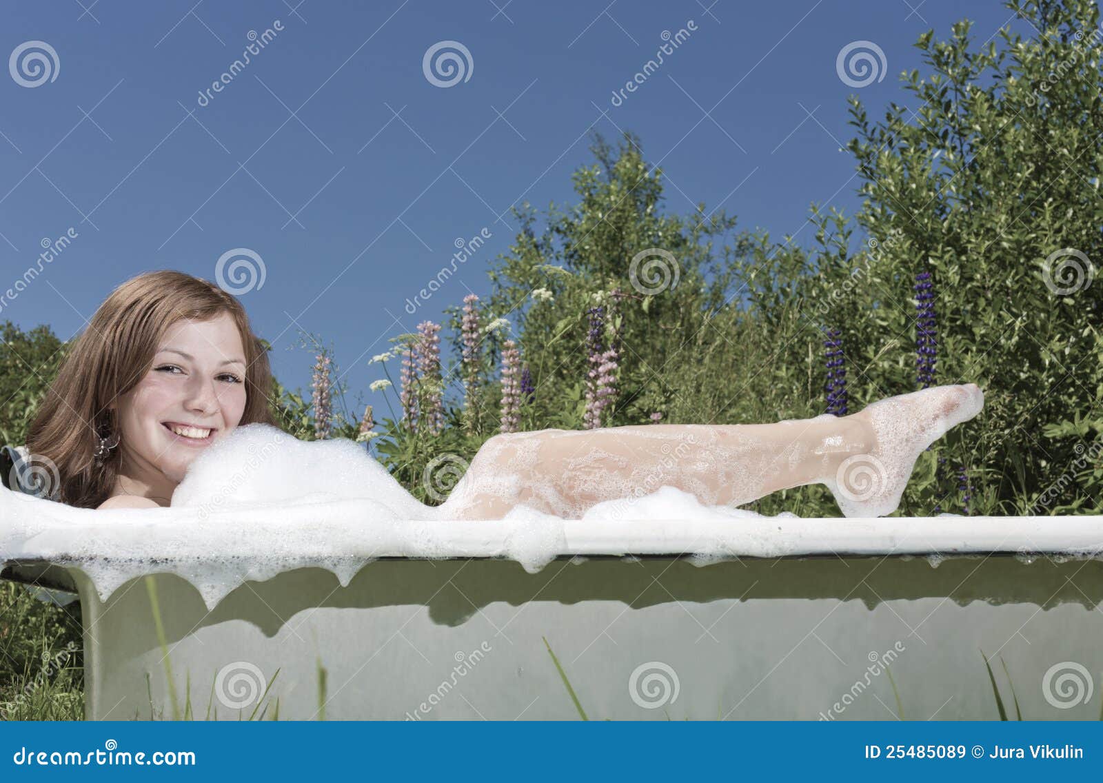 Summer bath stock image. Image of comfortable, garden - 25485089