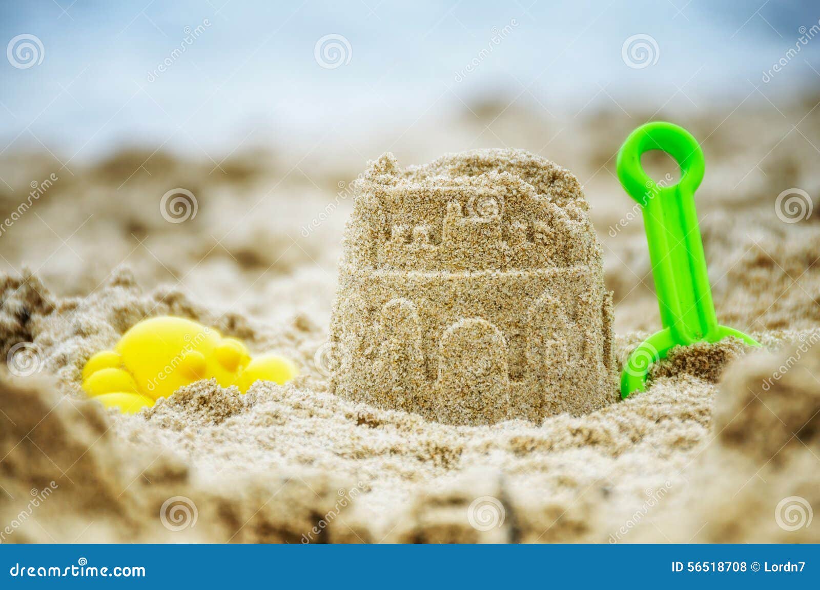 Summer Beach Activities - Sand Castle Stock Photo - Image of digging ...