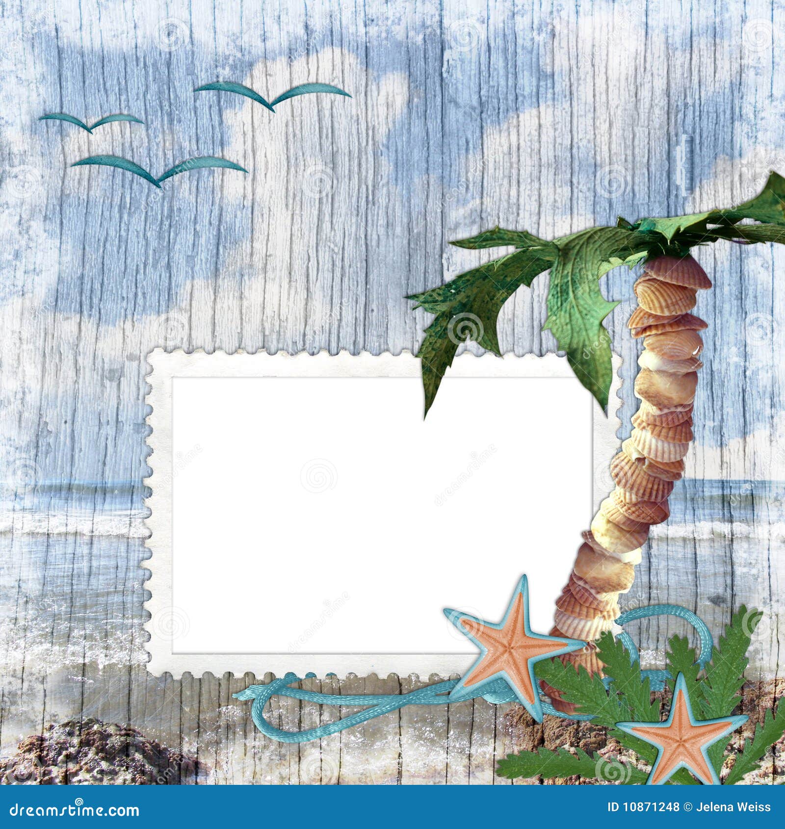 Summer Beach Background with Frame Stock Illustration - Illustration of ...