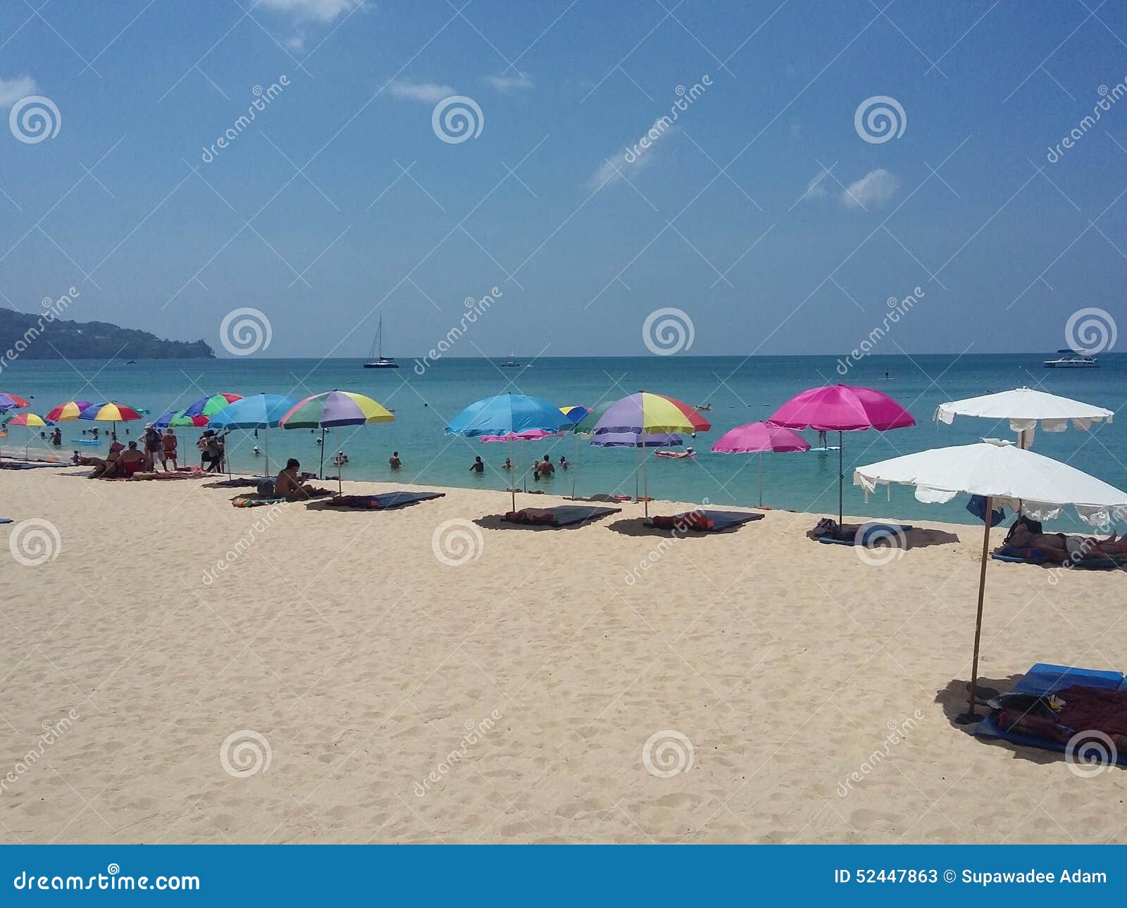 Summer beach blue sky editorial stock photo. Image of phuket - 52447863