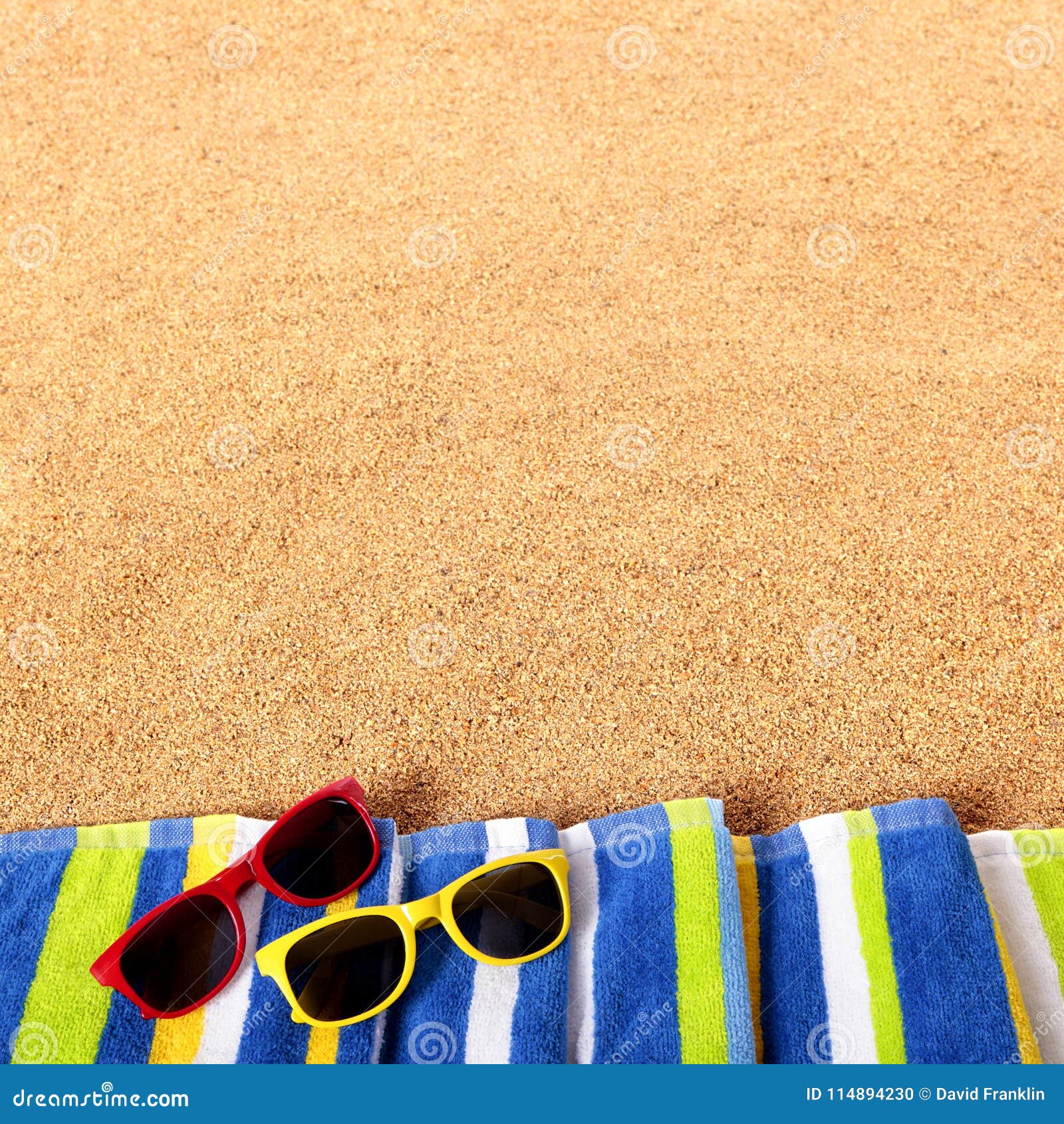 Summer Beach Border Sunglasses Background Square Format Stock Photo ...