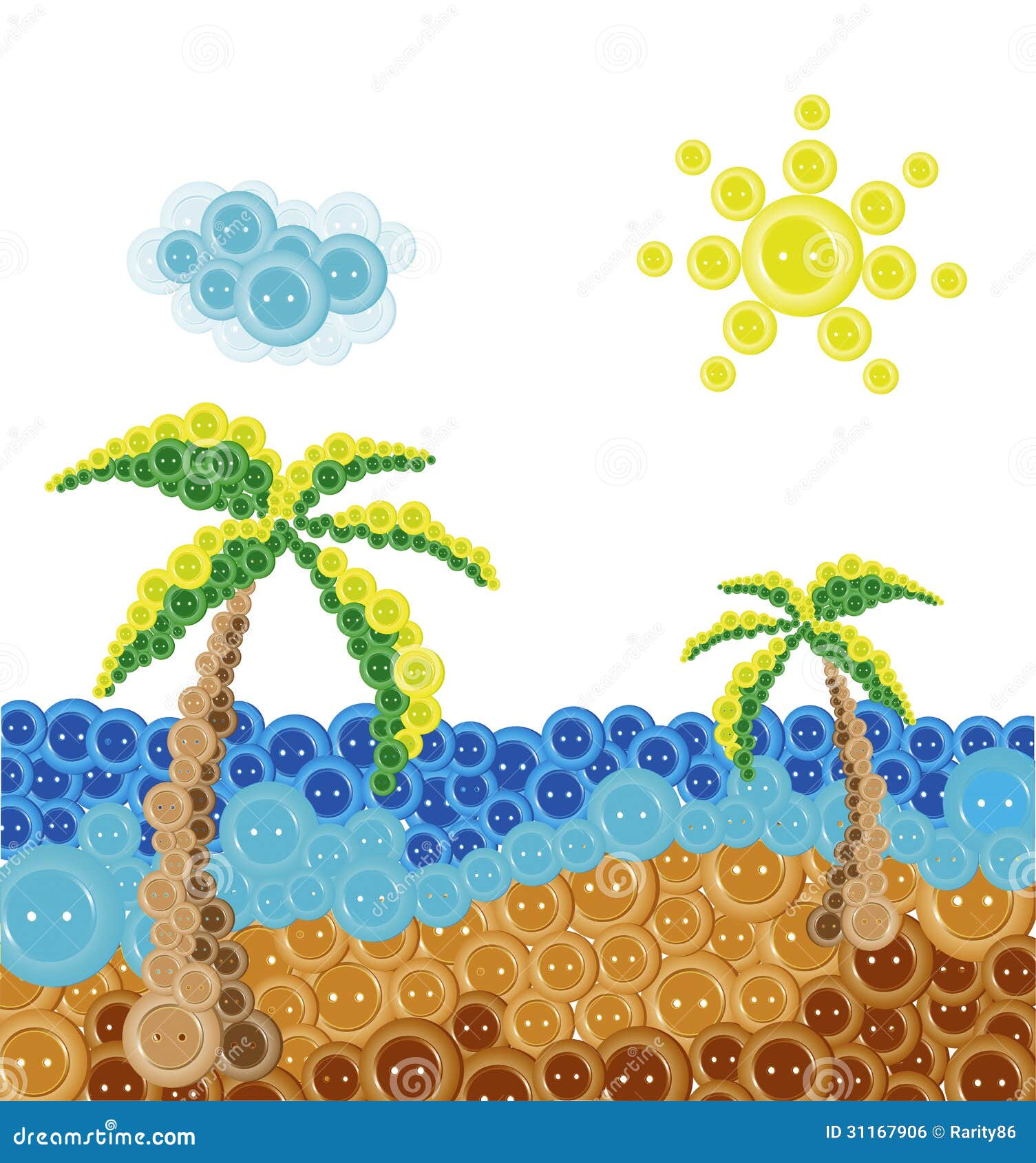 Summer beach of buttons stock vector. Illustration of background - 31167906