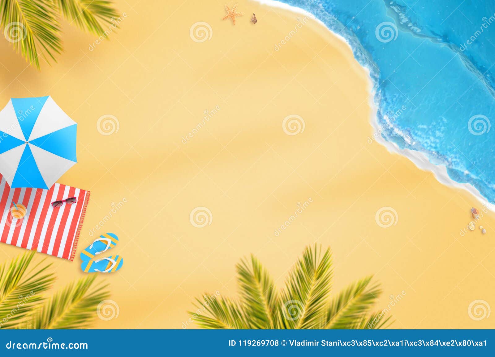 Summer on Beach Composition with Copy Space Stock Photo - Image of ...