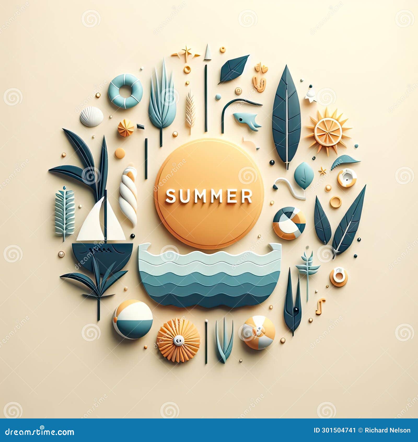 Summer Beach Concept Art stock illustration. Illustration of tropical ...