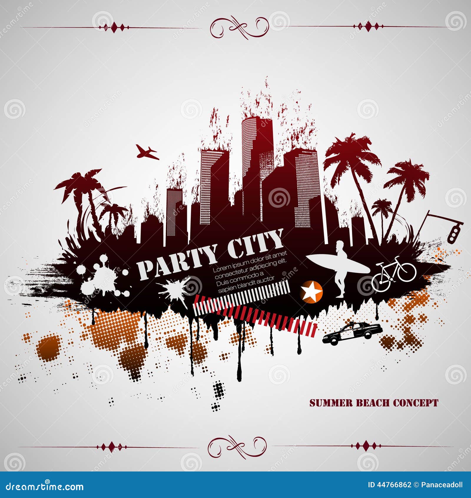 Summer Beach Concept Downtown Party City Stock Vector - Illustration of ...