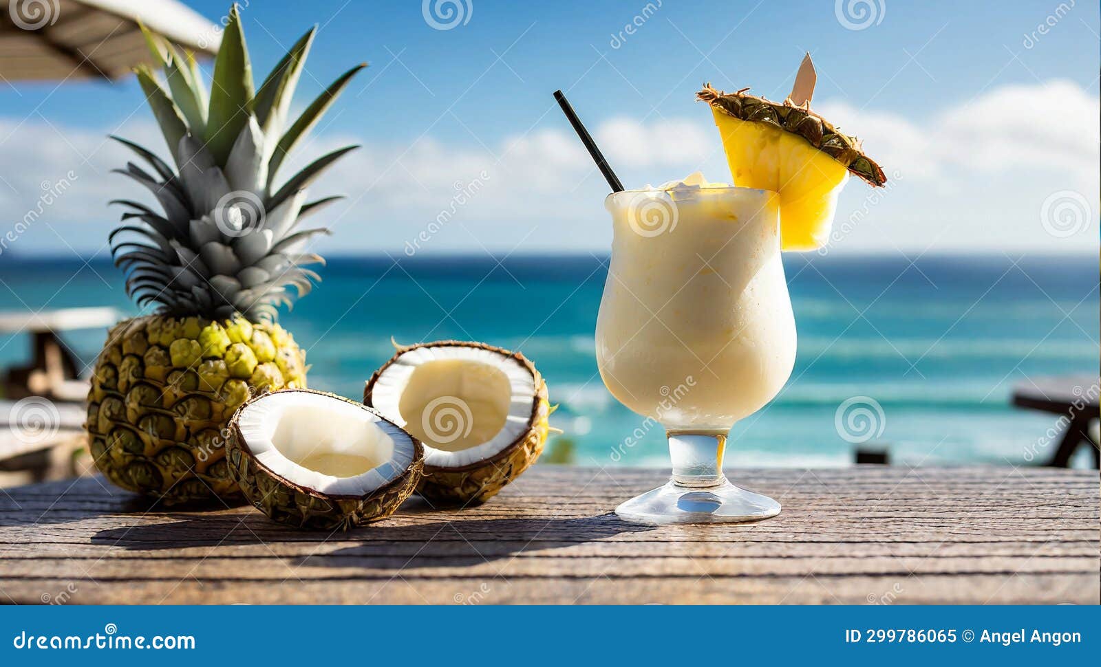 Summer Beach Drink - Cold Pina Colada - Generated by AI Stock ...