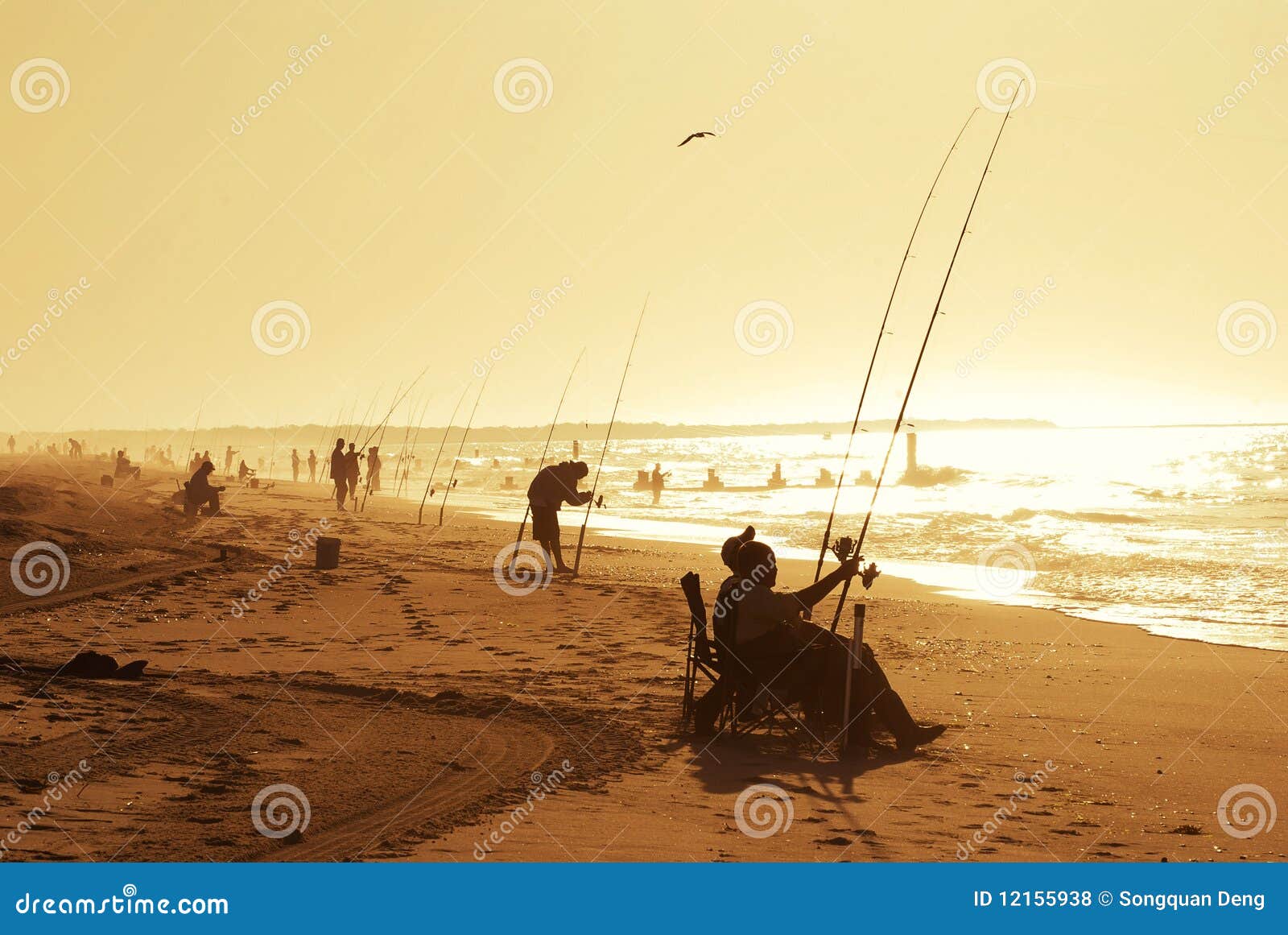 Summer Beach Fishing stock photo. Image of horizontal - 12155938