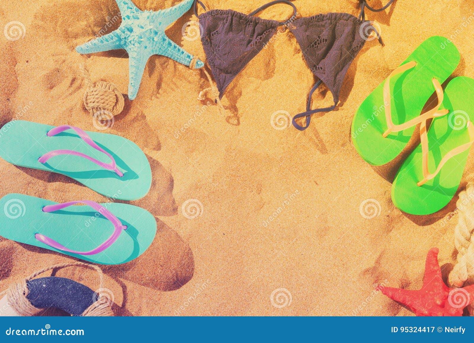 Summer beach fun stock image. Image of happiness, flipflops - 95324417