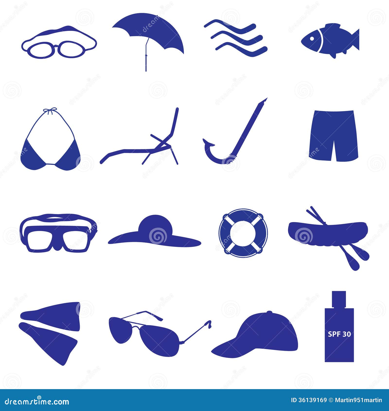 Summer and Beach Icon Set Eps10 Stock Vector - Illustration of lounger ...