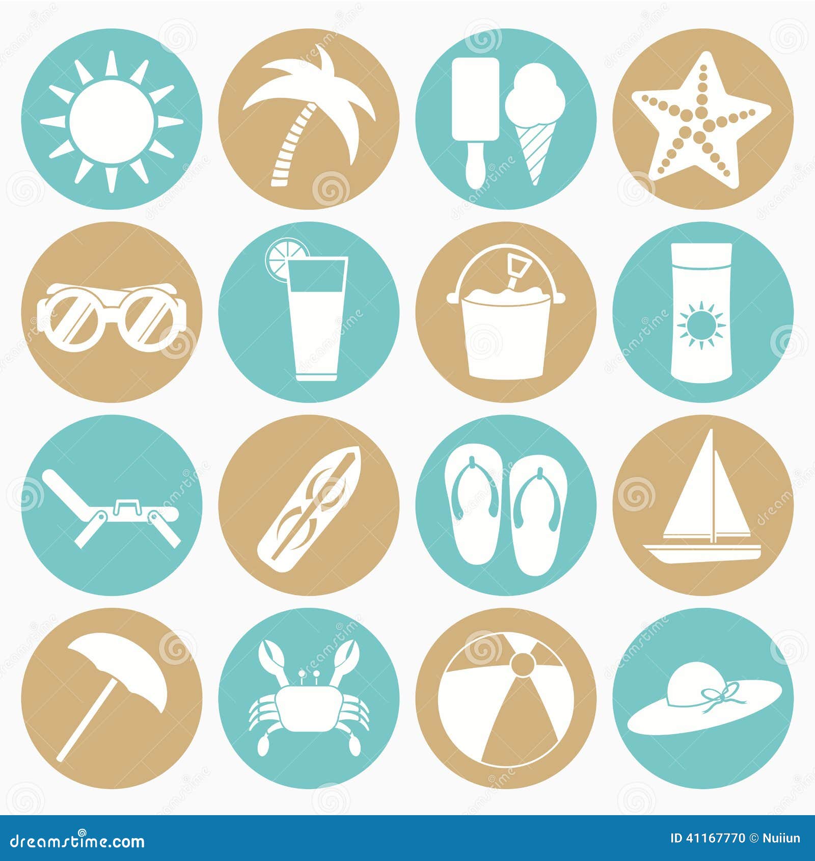 Summer beach icons set stock vector. Illustration of nature - 41167770