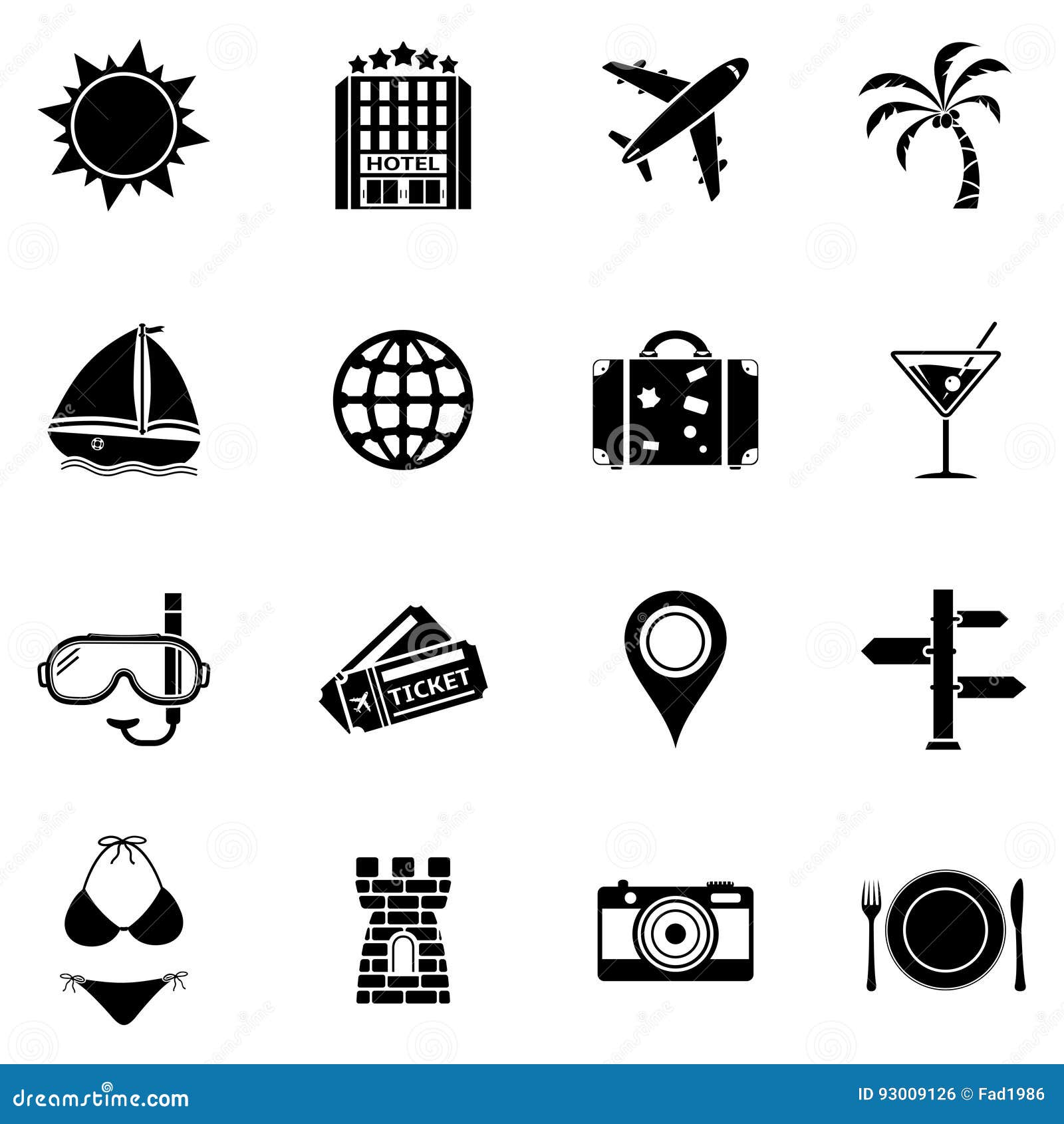 Summer and Beach Icons. Vacation Icon Set. Stock Vector - Illustration ...