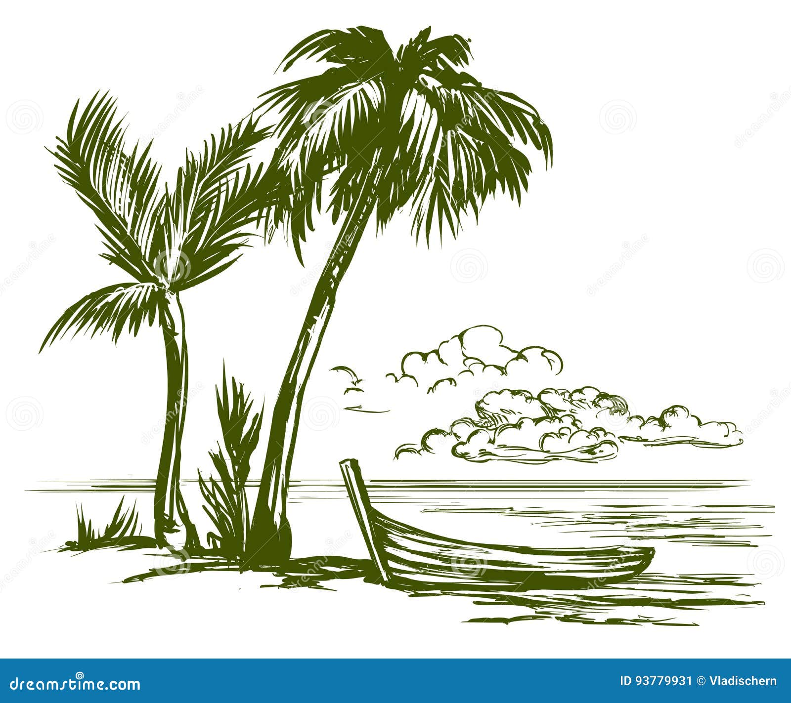 Beach Landscape Hand Drawn Stock Illustrations – 5,441 Beach Landscape ...