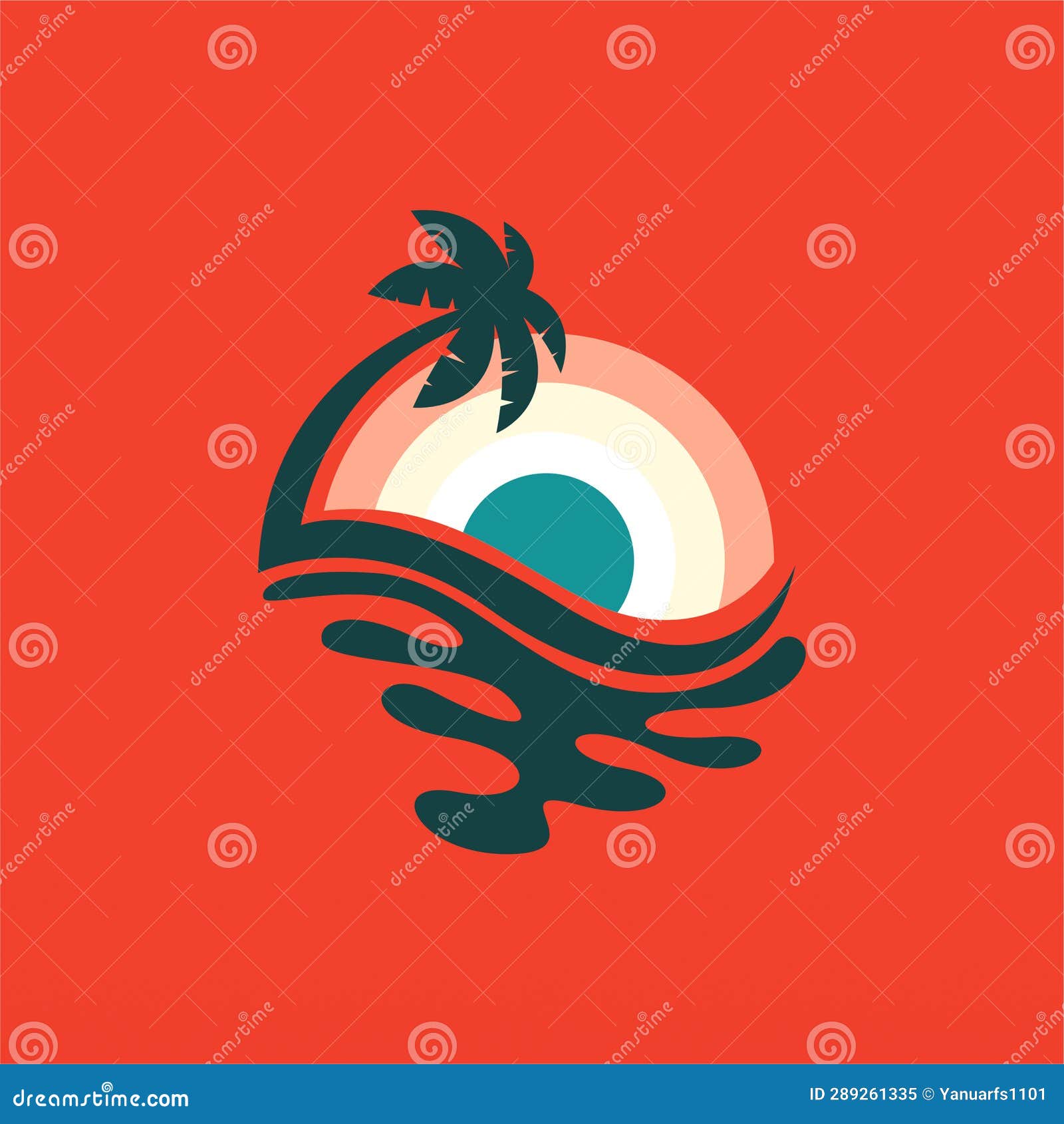 Summer Beach Logotype Design Concept Stock Vector - Illustration of ...