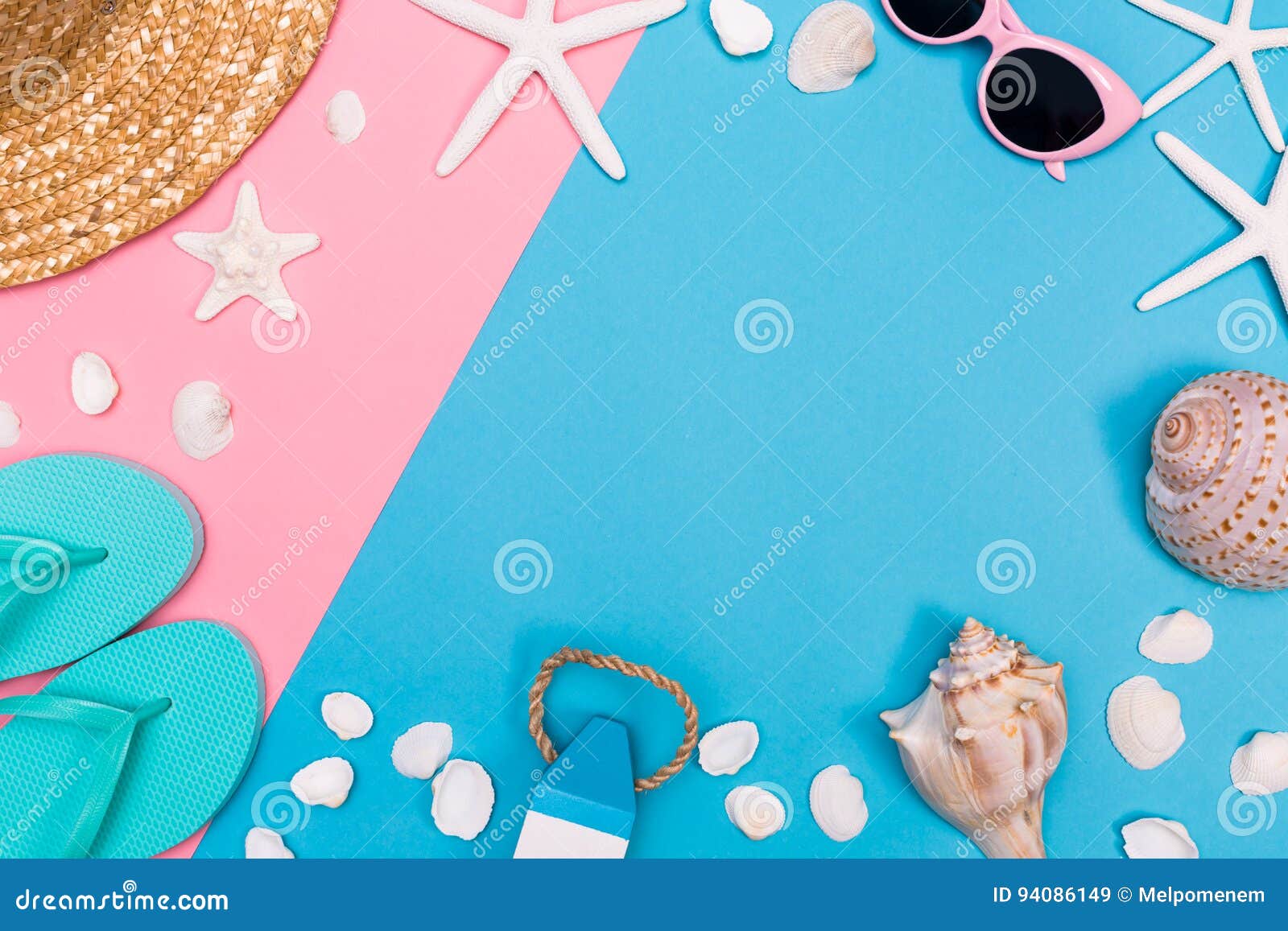 Summer and Beach Objects Theme on a Vibrant Background Stock Image ...