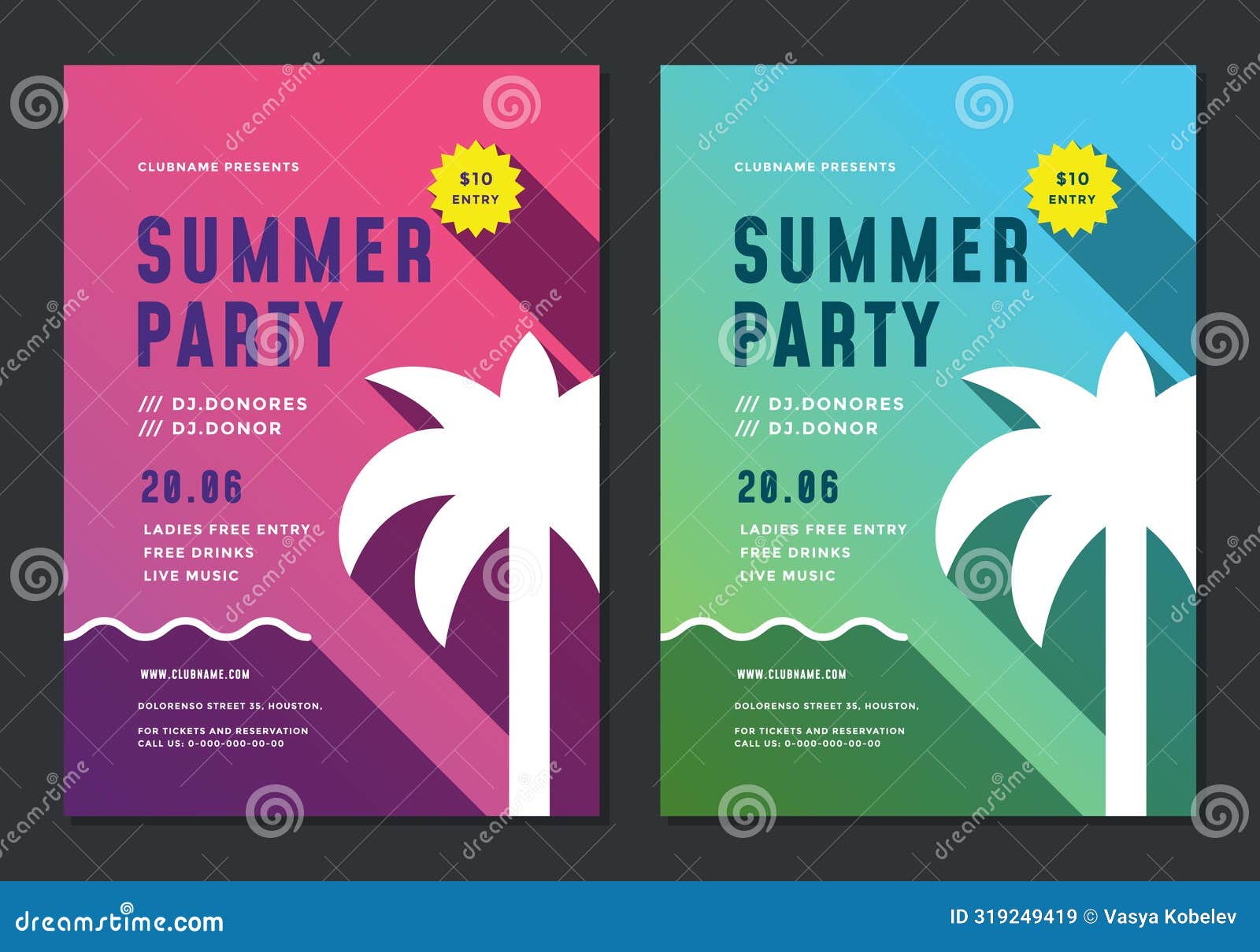 Summer Beach Party Flyer Or Poster Template Modern Typography Style