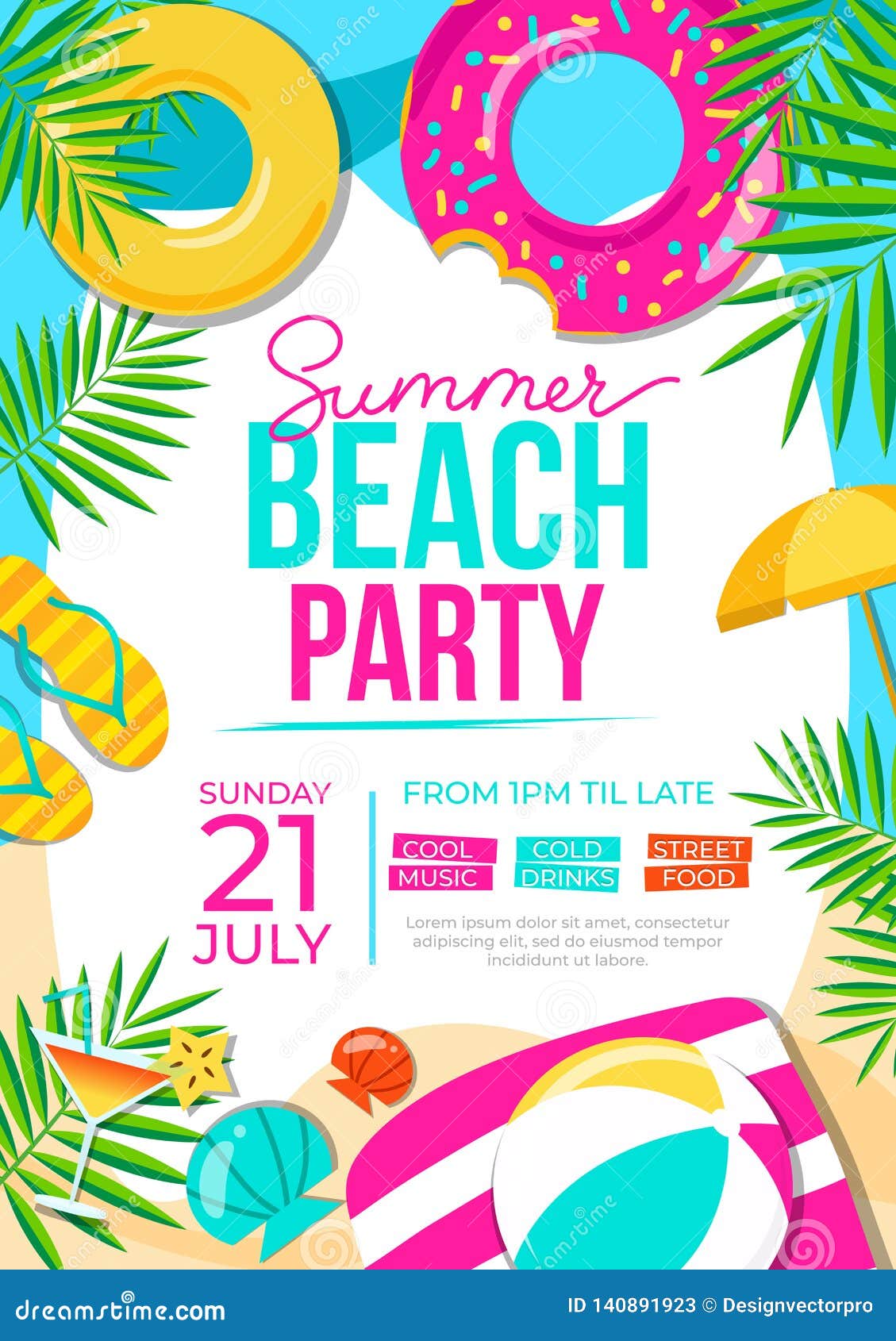 Summer Beach Party Poster. Summer Party Colorful Invitation Stock ... Summer Beach Party Poster. Summer Party Colorful Invitation Stock ...